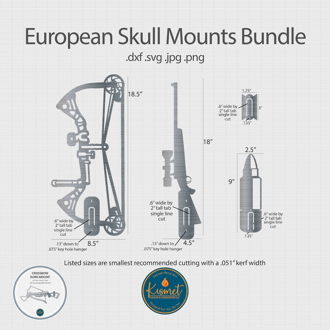 Euro Mount Display Dxf Files for Cnc Plasma Cutting, Skull Mount Dxf ...