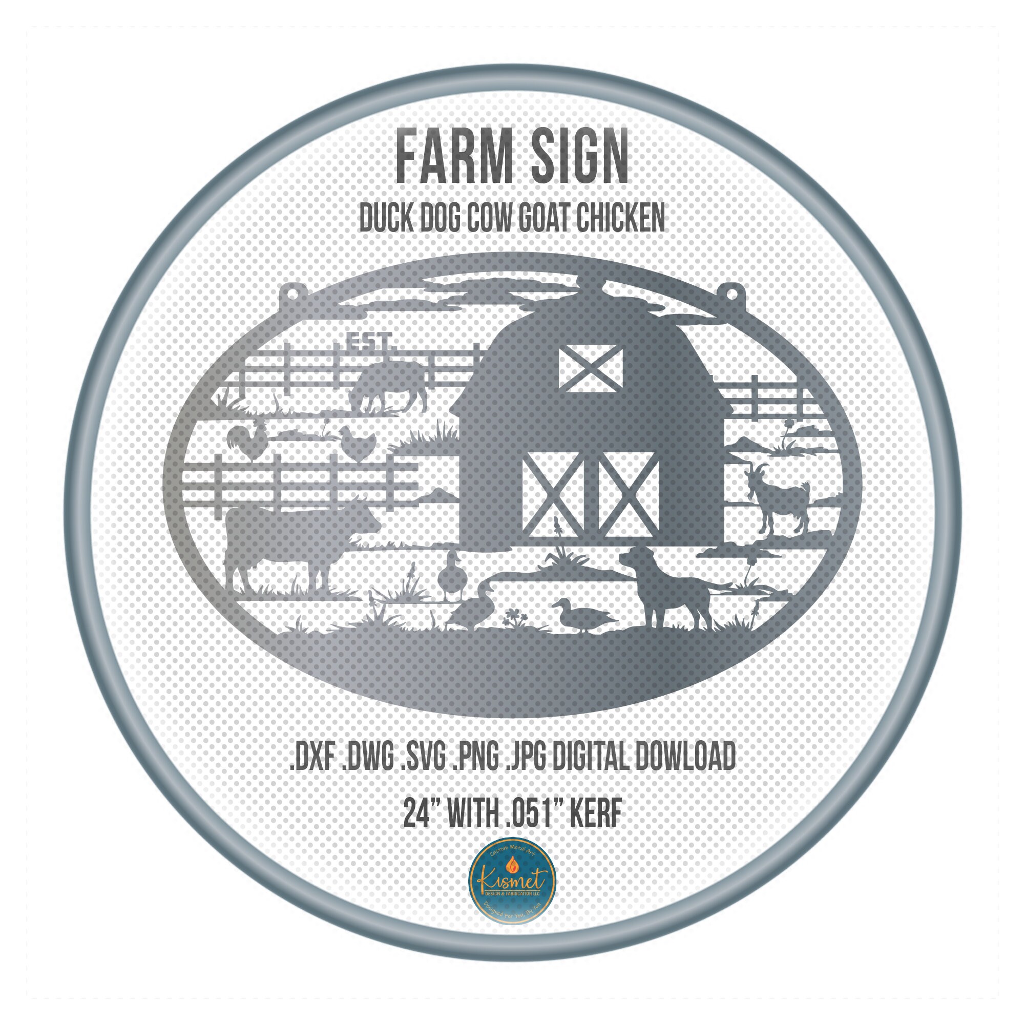Farm Sign Dxf File for Cnc Plasma, Barn Scene Svg File for Laser ...