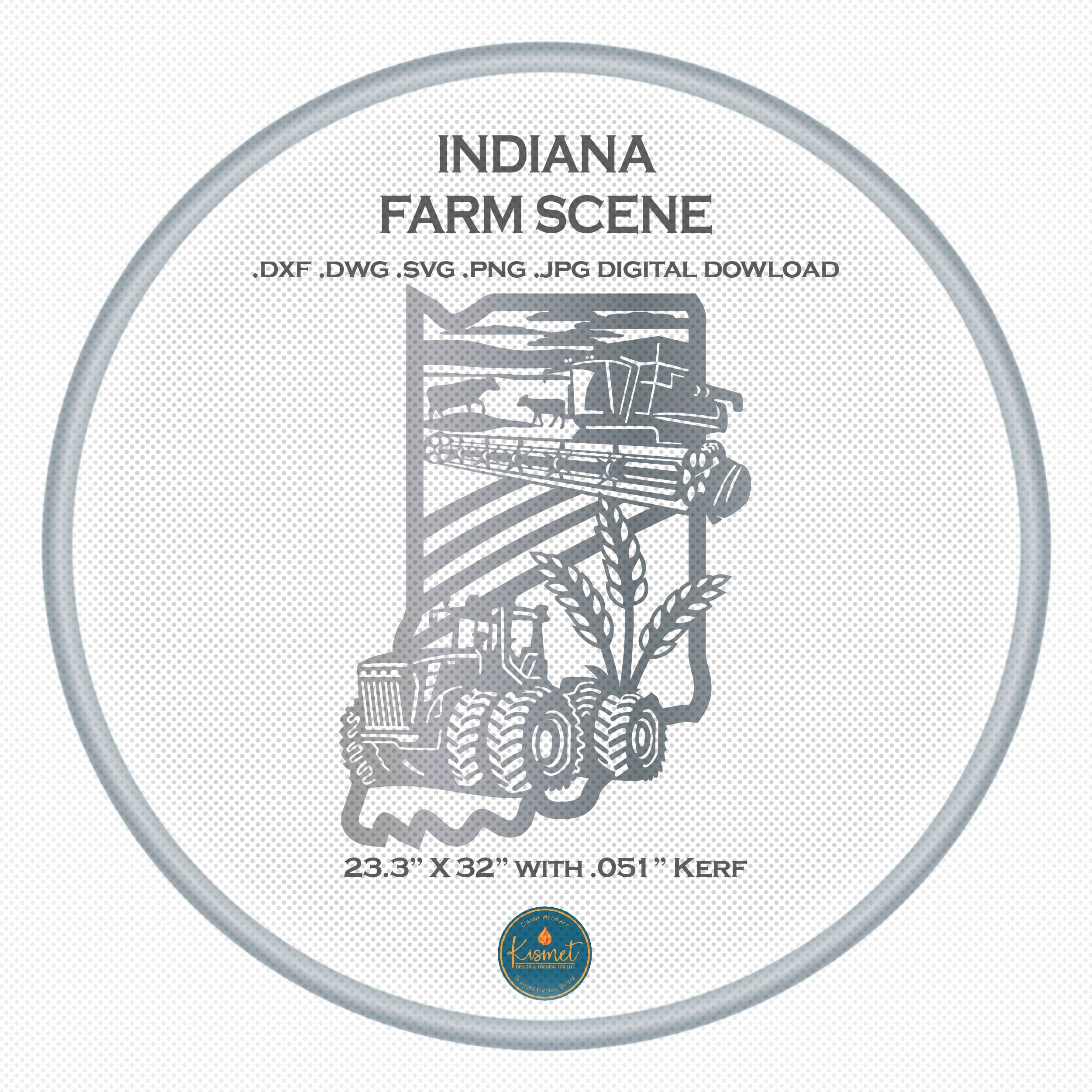 Farm Scene Dxf Files for Plasma Cut Sign Indiana Sign Svg - Etsy