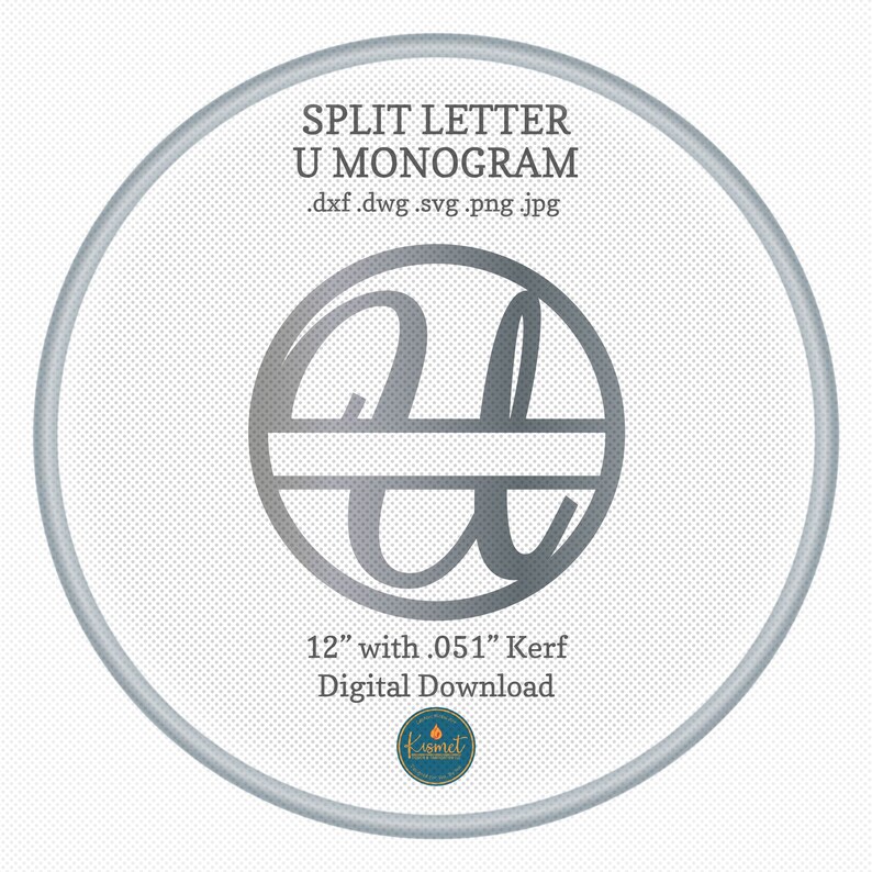 U Split Letter Monogram SVG, CNC Plasma DXF, Laser Cut File, Xtool ...