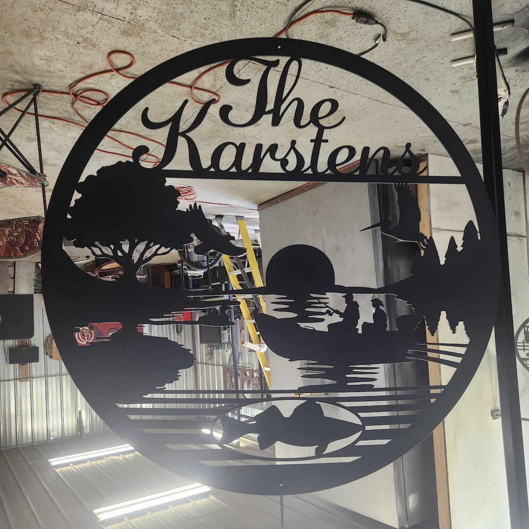 Lake Sign Plasma Dxf File for Cnc Plasma Cutting House Sign, Loon Sign ...