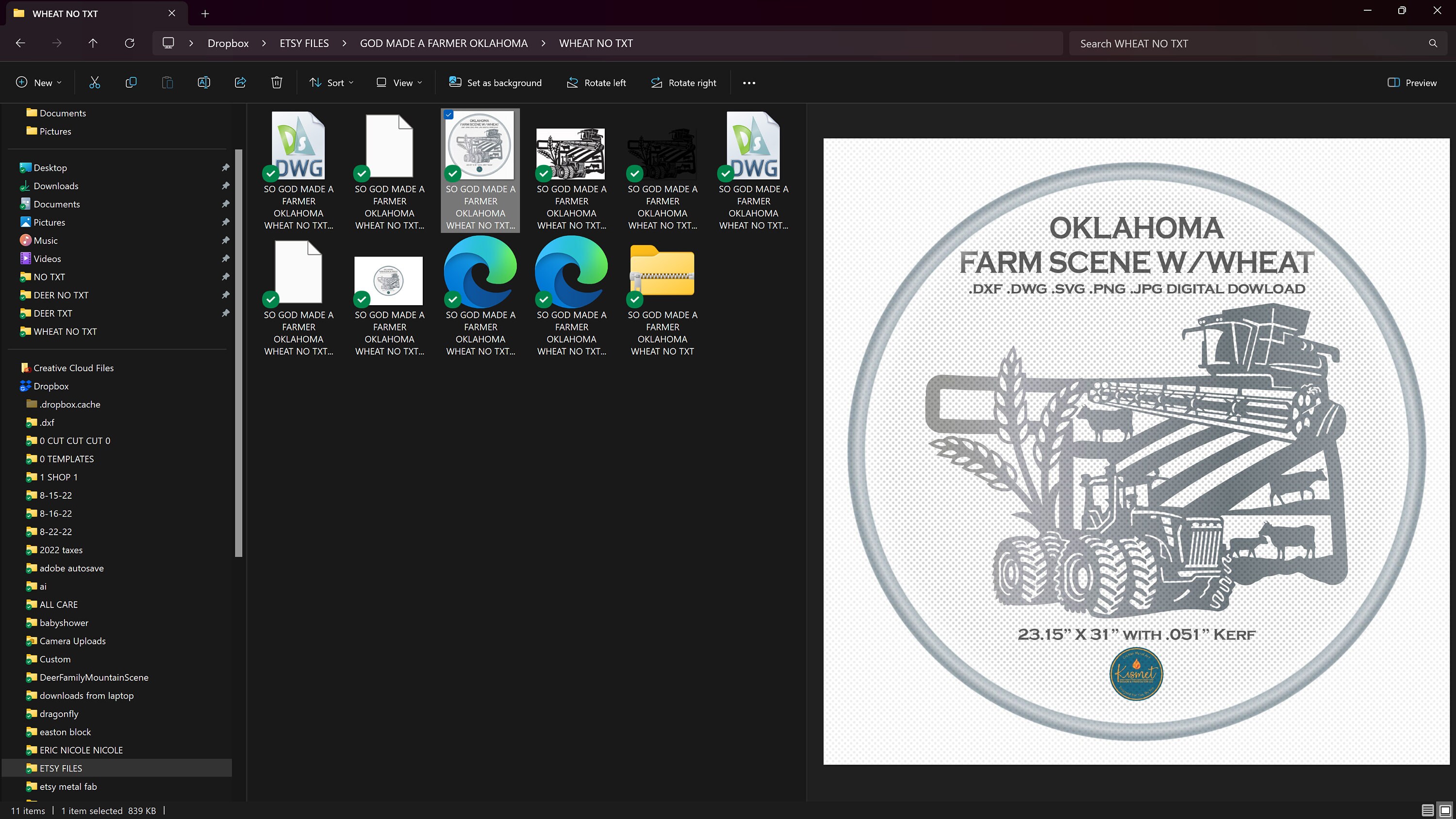 Farm Scene Cnc Plasma Dxf Files for Plasma Cutter, Oklahoma Wheat Svg ...
