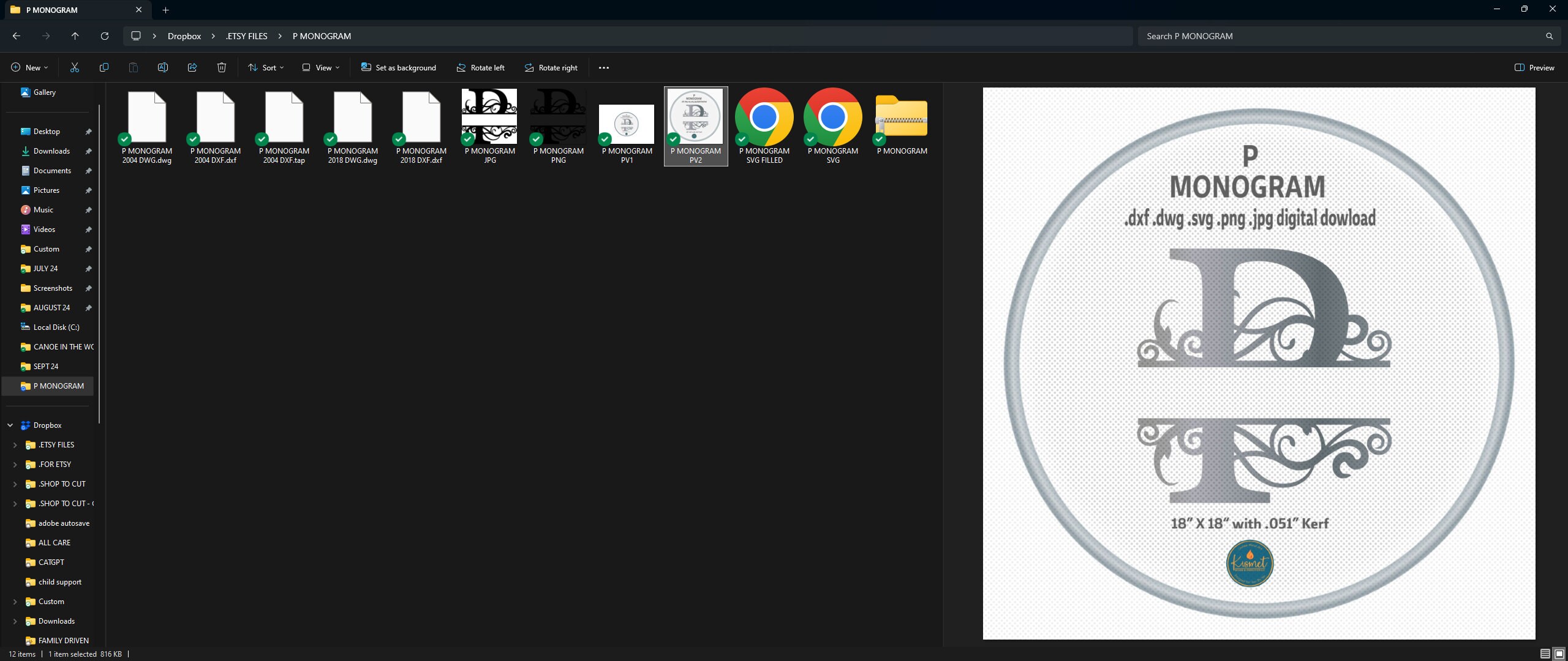 Split Letter Monogram Dxf File for Plasma Cutting, Letter P Monogram ...