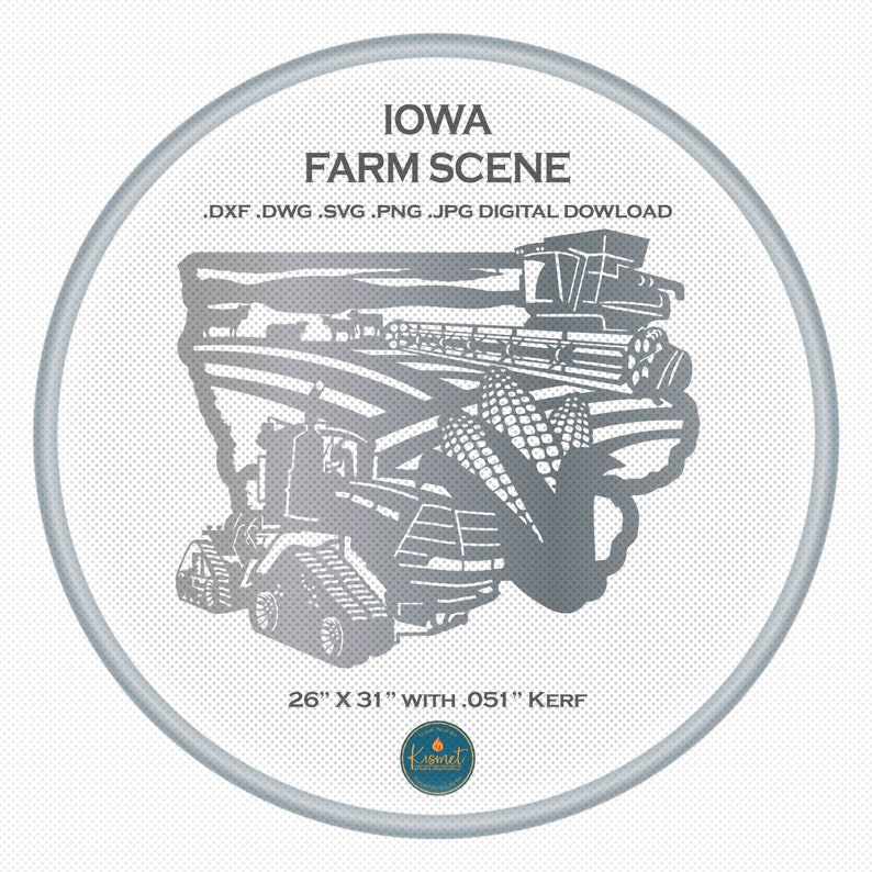 Farm Scene Dxf Files for Plasma Cut Sign, Iowa Sign Svg Files for Laser ...