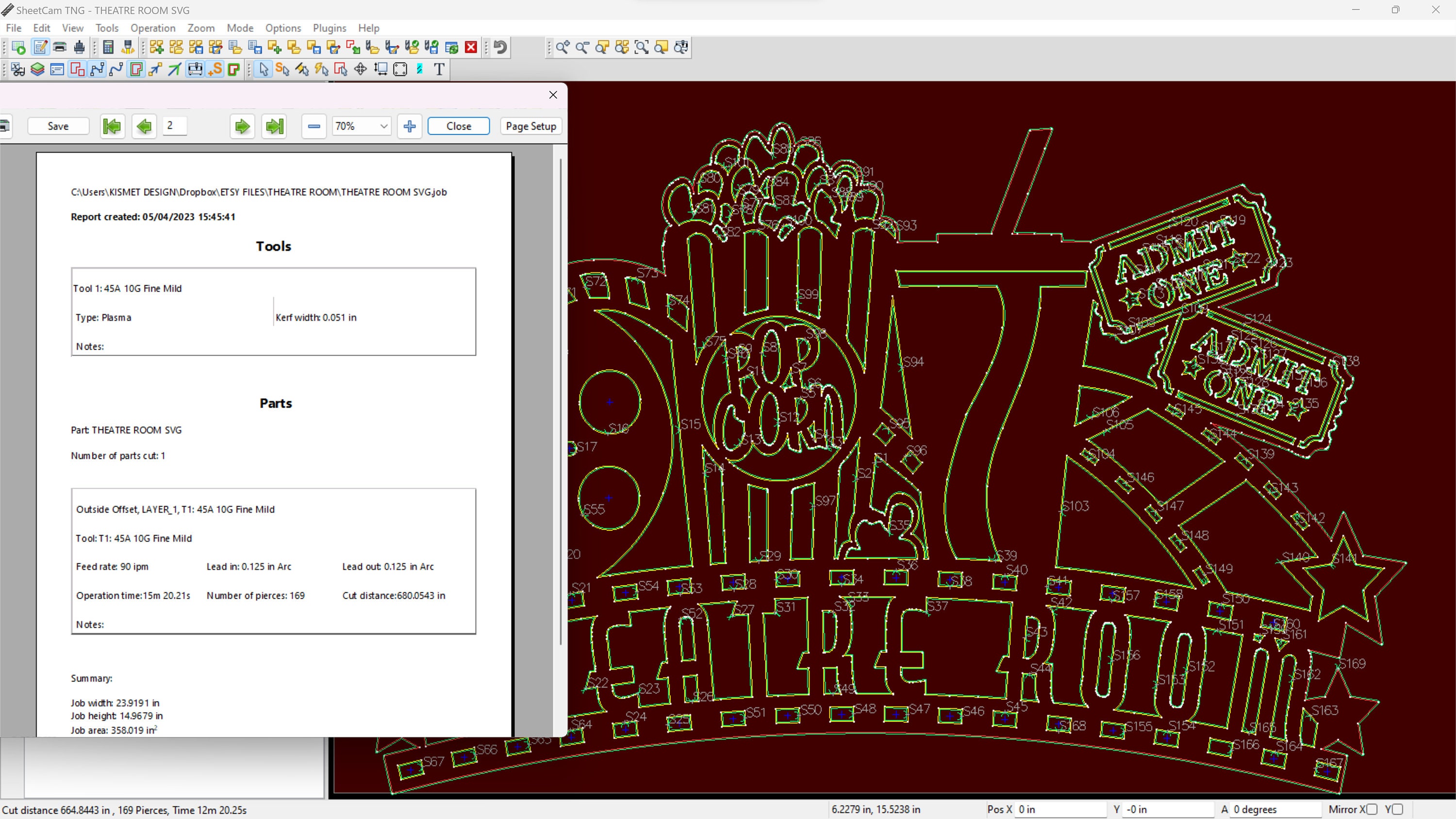 Theatre Room Dxf File for Cnc Plasma, Kismet Cut Ready DXF, Movie Room ...