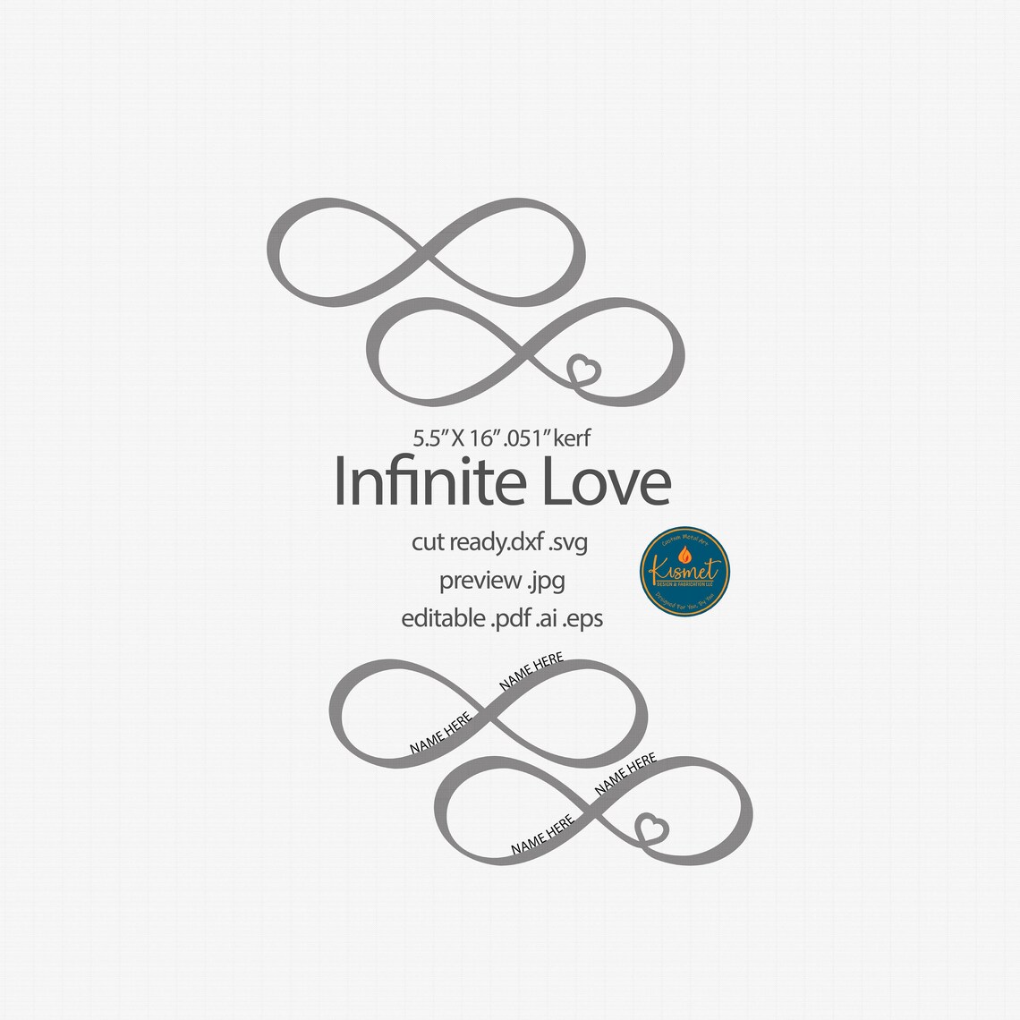 Heart Infinity Symbol Laser Cut File, Wedding Monogram SVG, CNC Plasma ...