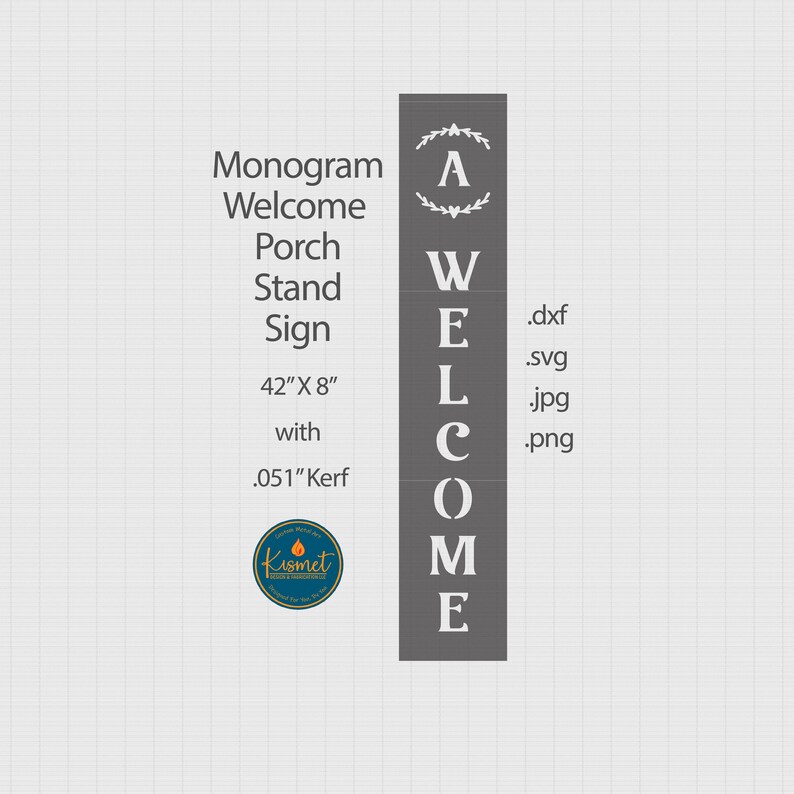 Porch Welcome Sign Dxf File for Cnc Plasma, Monogram Cut Files for ...