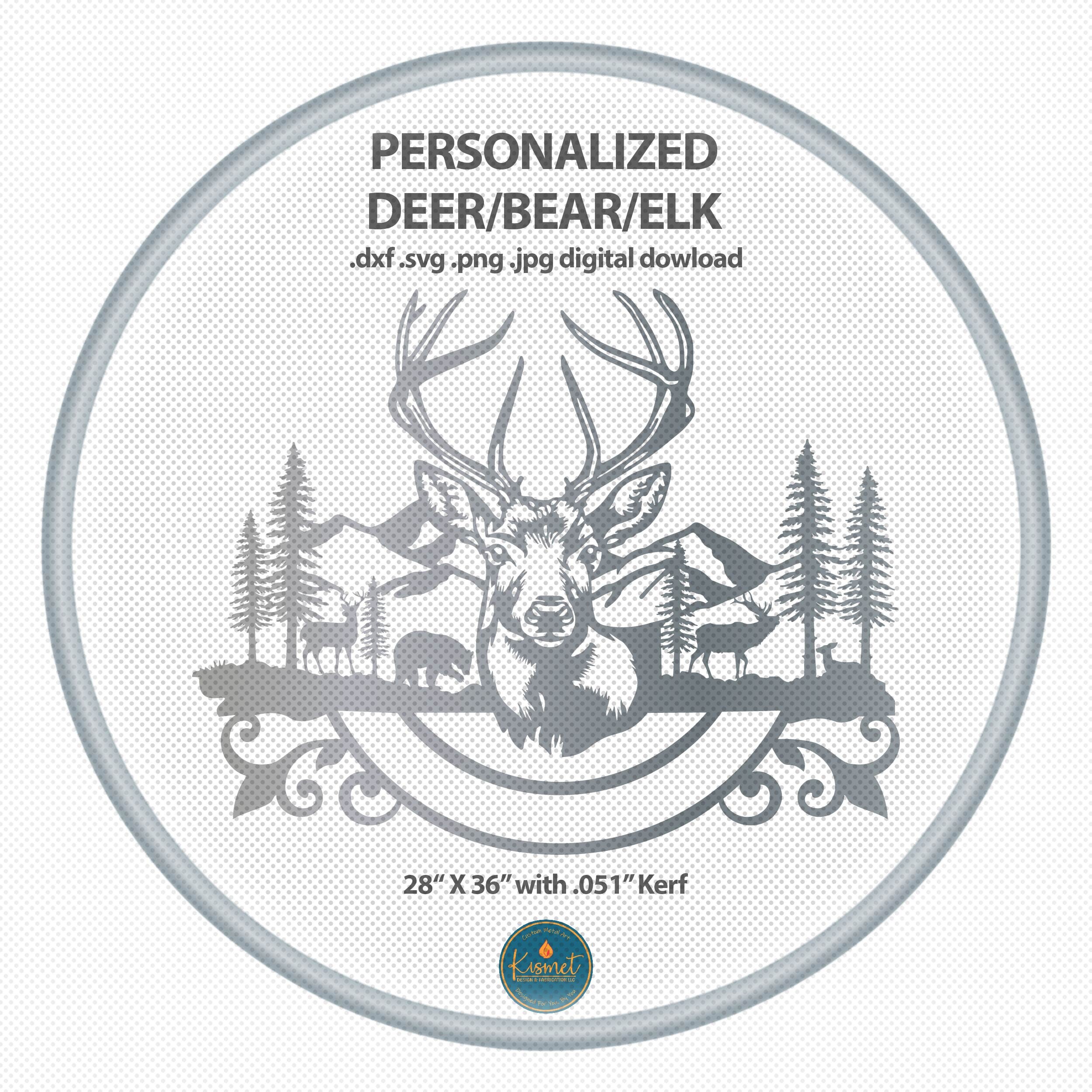 Personalized Whitetail Deer Dxf File for Cnc Plasma, Bear Dxf Cut Files ...