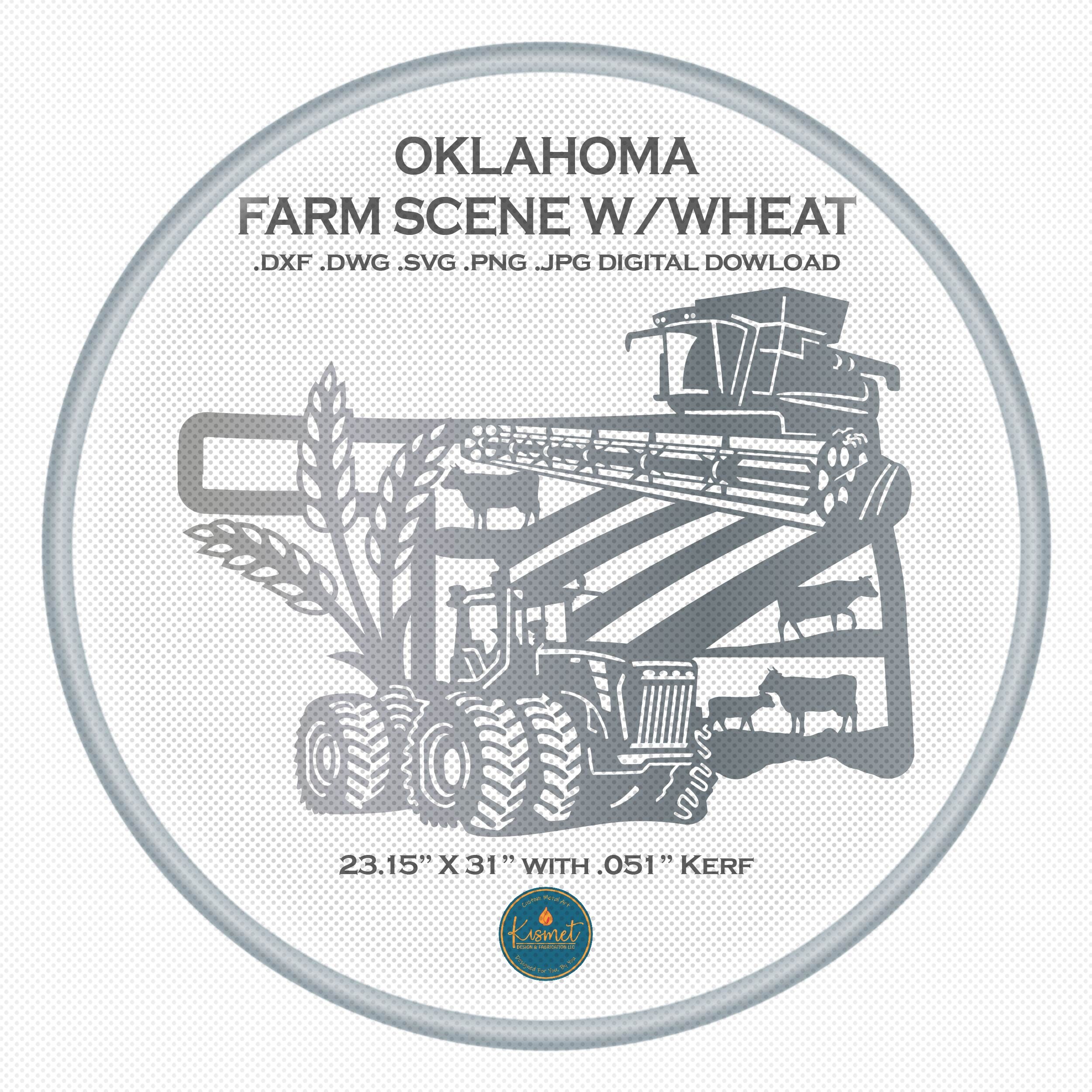 Farm Scene Cnc Plasma Dxf Files for Plasma Cutter, Oklahoma Wheat Svg ...