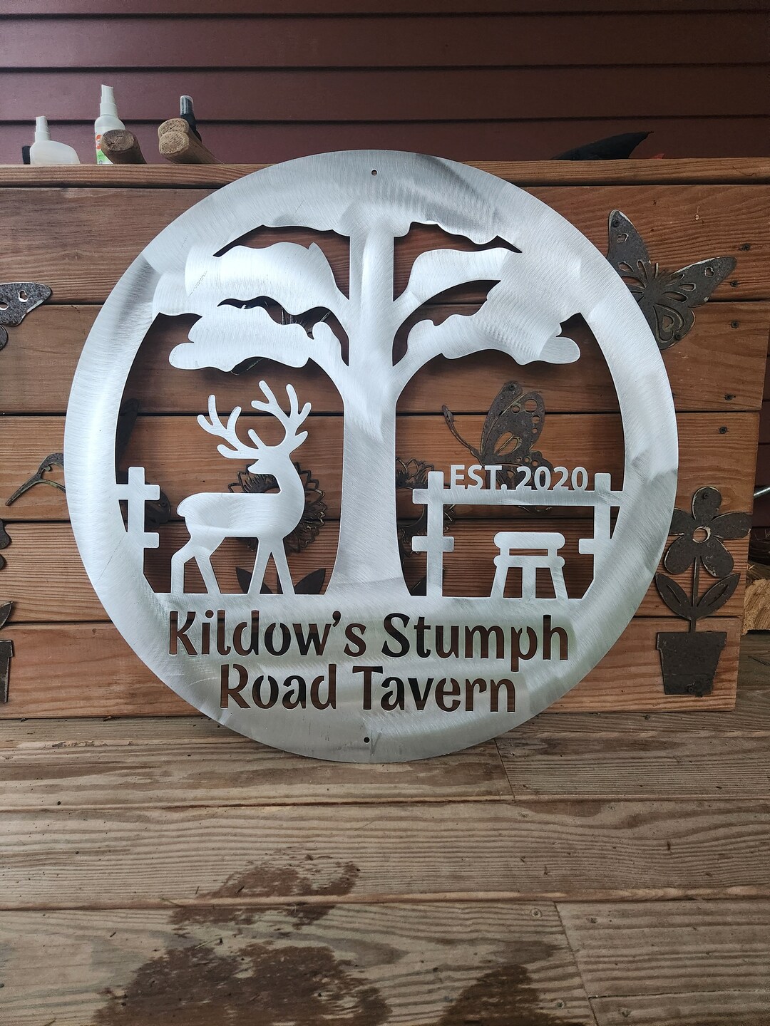 Bar Sign Dxf File for Plasma Cut Sign, Deer Forest Svg File for Laser ...