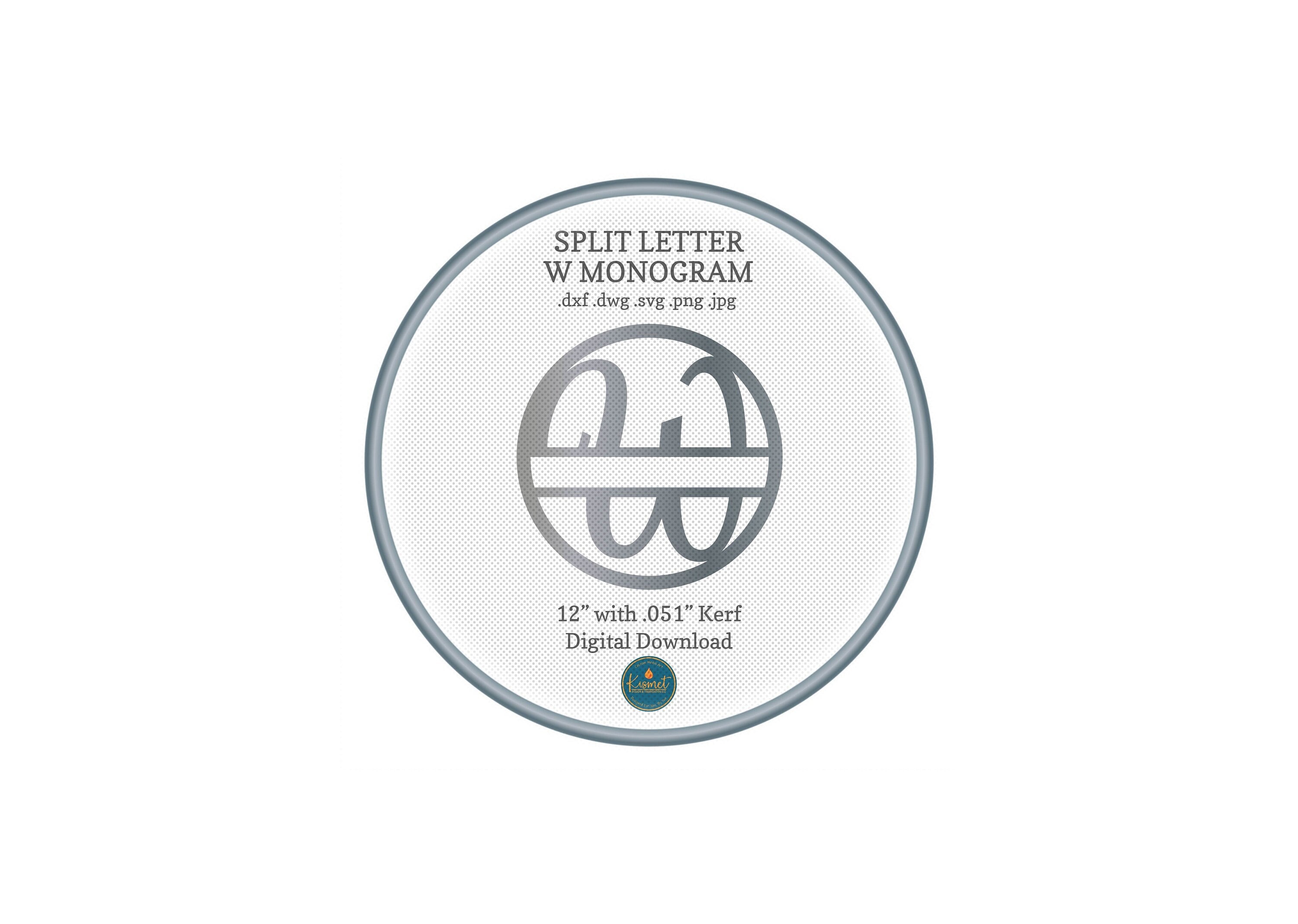 Split Letter Monogram Svg Files for Laser Cut Signs, Letter W Monogram ...