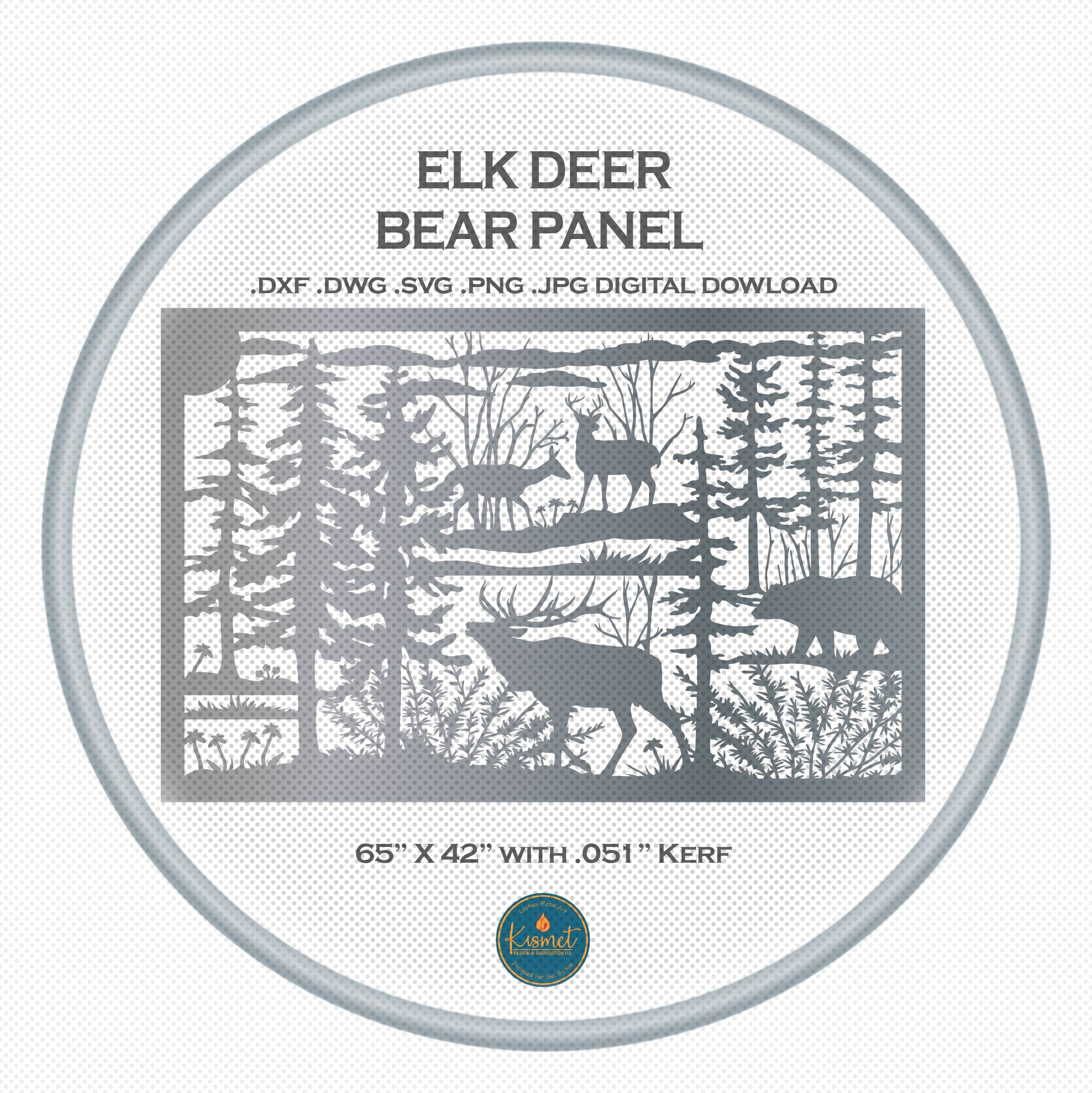 Wildlife Panel Dxf File for Cnc Plasma Cut Elk Panel Svg File for Laser ...