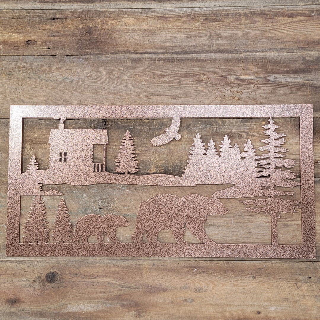 Bear Panel DXF Files: Rustic Nature Scene SVG for Cricut, Laser Cut ...