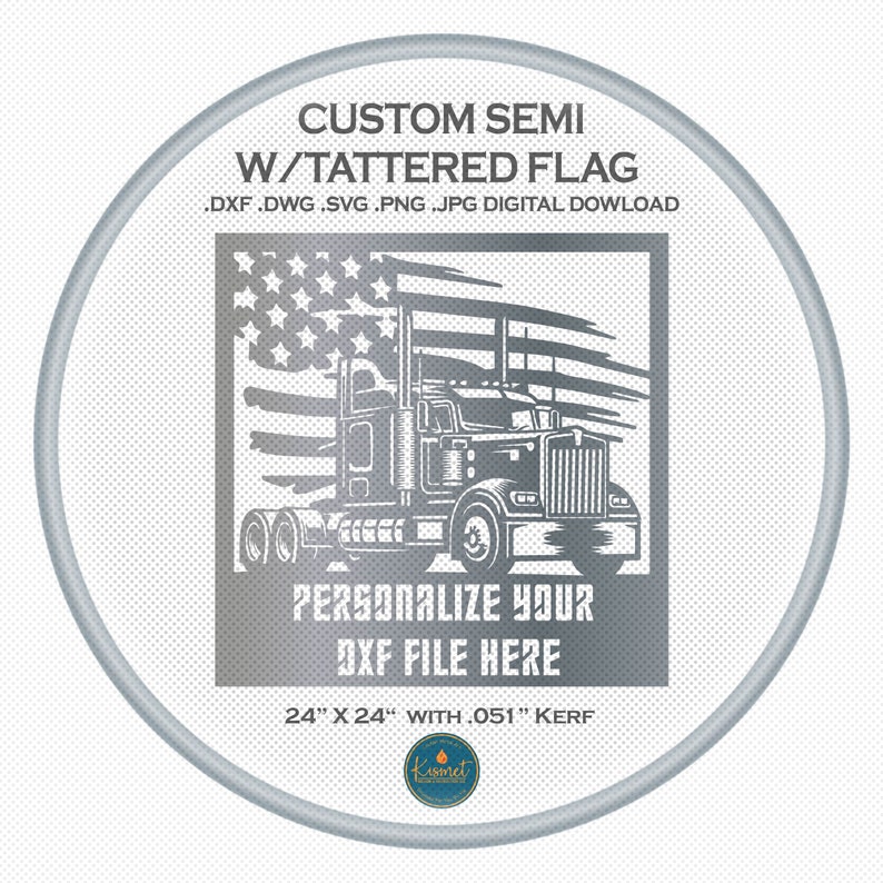 Semi Truck Dxf File for Cnc Plasma Cutting, Semi and Flag Svg File for ...