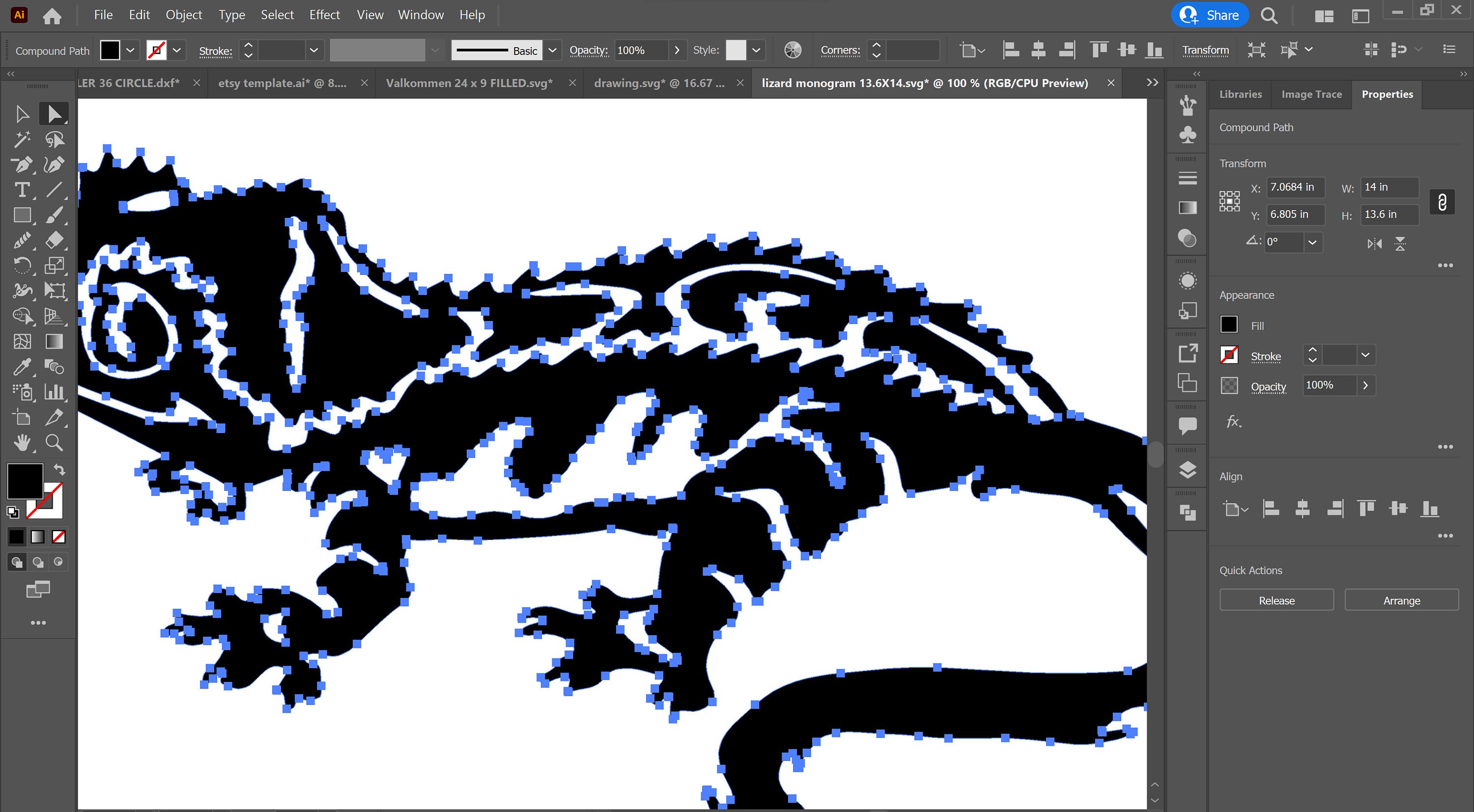 Monogram Lizard Dxf File for Cnc Plasma, Reptile, SVG Files, Kismet Cut ...