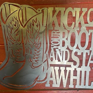Cowboy Boots Cut File for Plasma Cut Western Decor, Cowboy Sign Laser ...