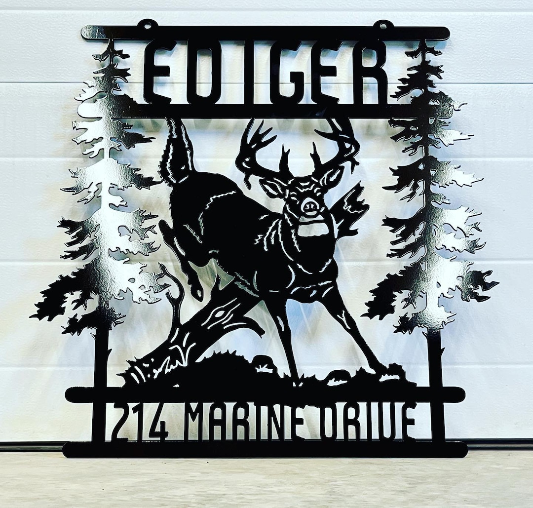 Personalized Deer Metal Sign Dxf Files for Plasma Cutter, Monogram Deer ...