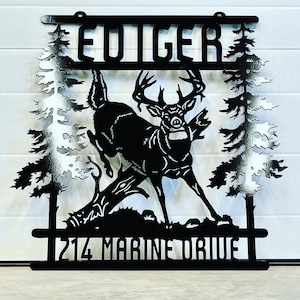 Personalized Deer Metal Sign Dxf Files for Plasma Cutter, Monogram Deer ...