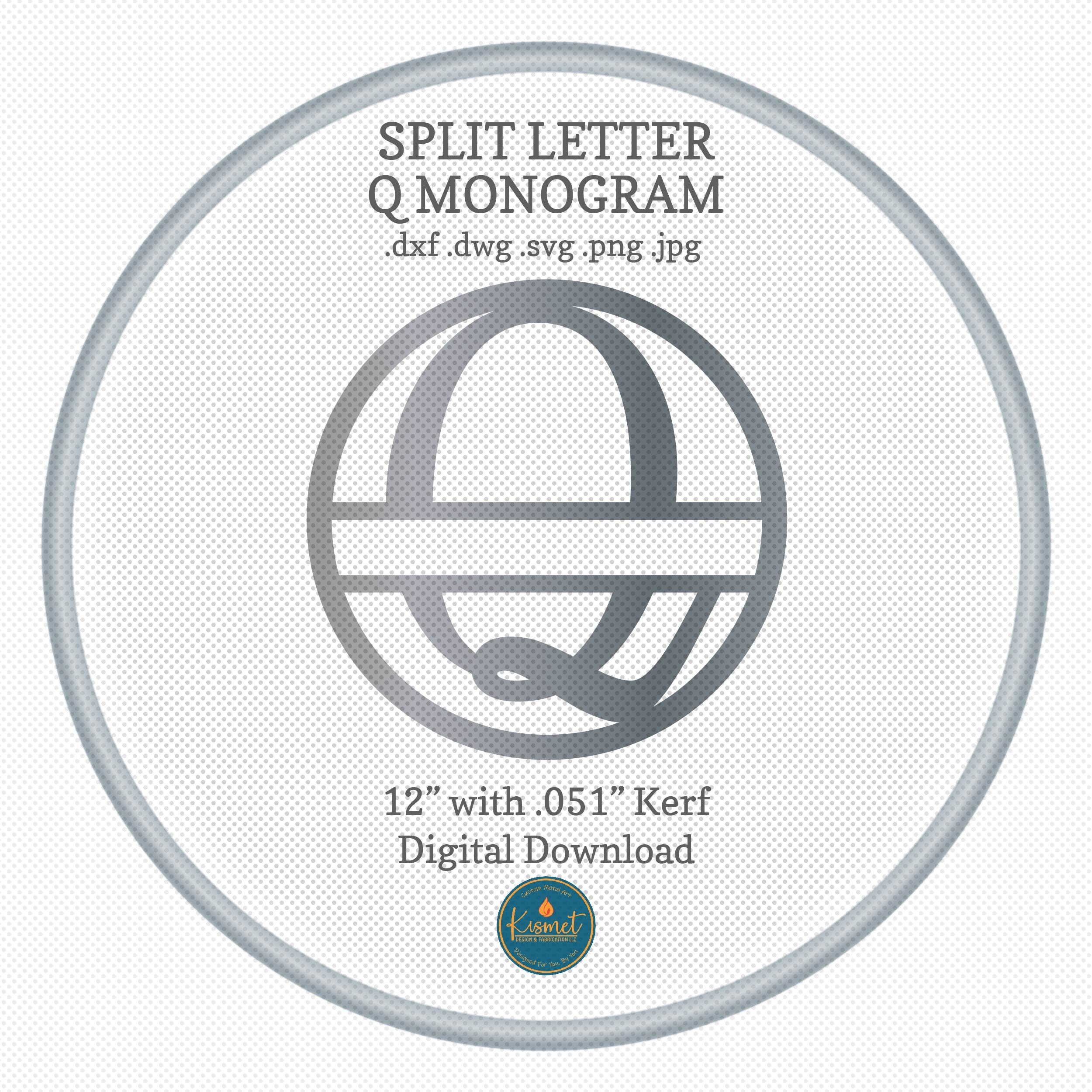 Q Split Letter Monogram SVG, Laser Cut File, CNC Plasma DXF, Xtool ...