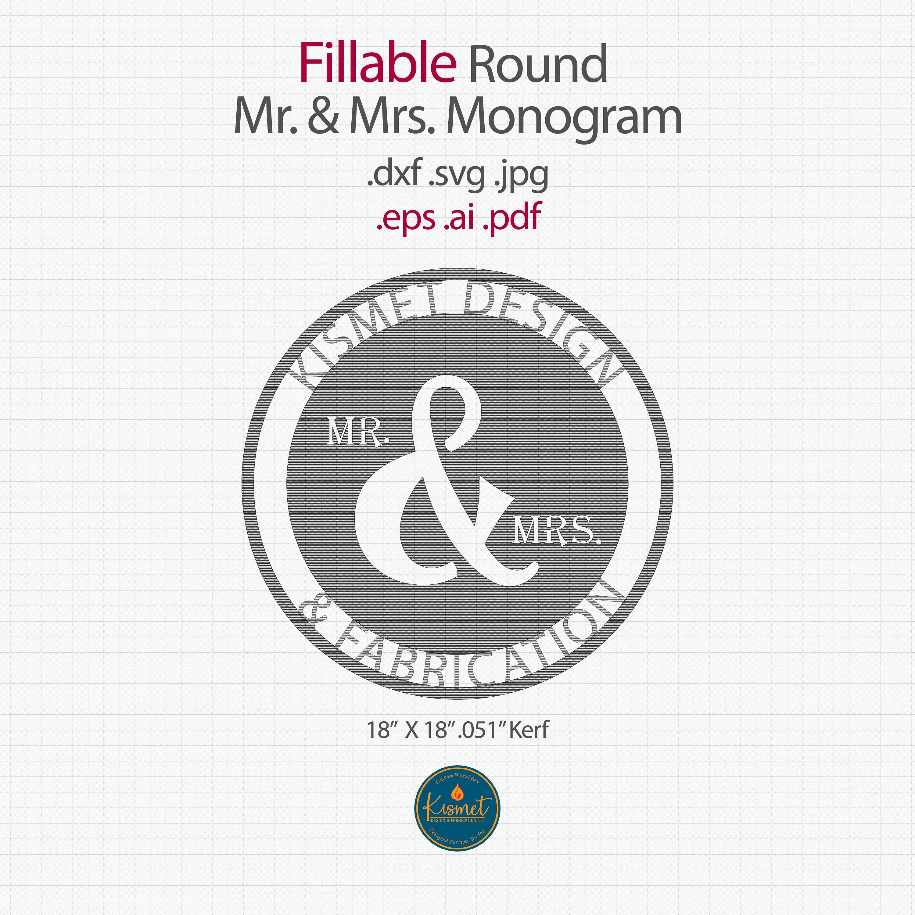 Personalized Wedding Dxf File for Cnc Plasma, Monogram Mr Mrs SVG Cut ...