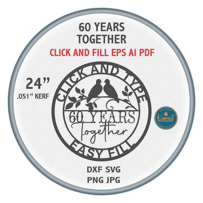 60th Anniversary Sign: Love Birds SVG DXF Plasma Laser Cut Files ...