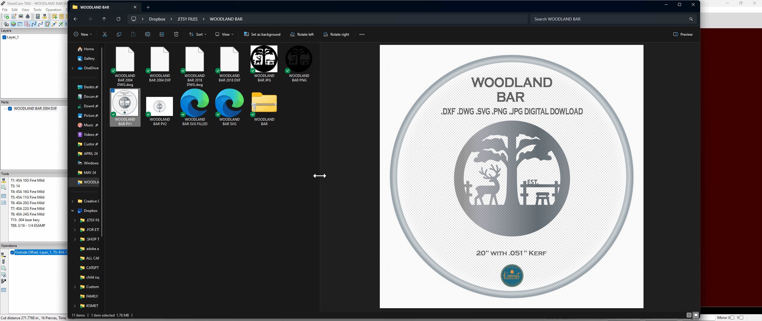Bar Sign Dxf File for Plasma Cut Sign, Deer Forest Svg File for Laser ...