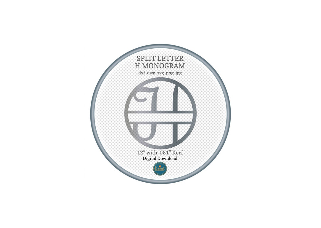 Split Letter Monogram Svg Files for Laser Cut Signs, Letter H Monogram ...