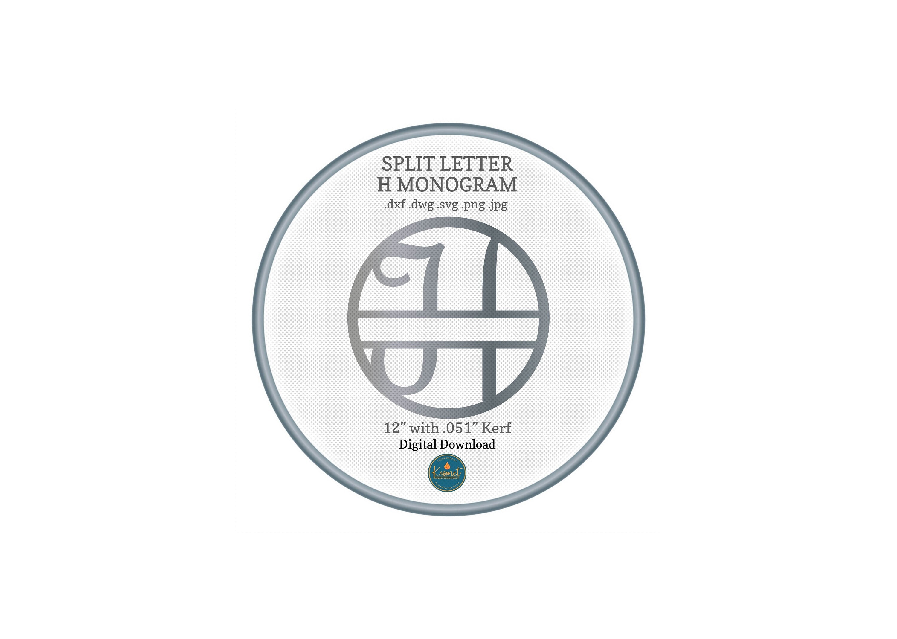 Split Letter Monogram Svg Files for Laser Cut Signs, Letter H Monogram ...