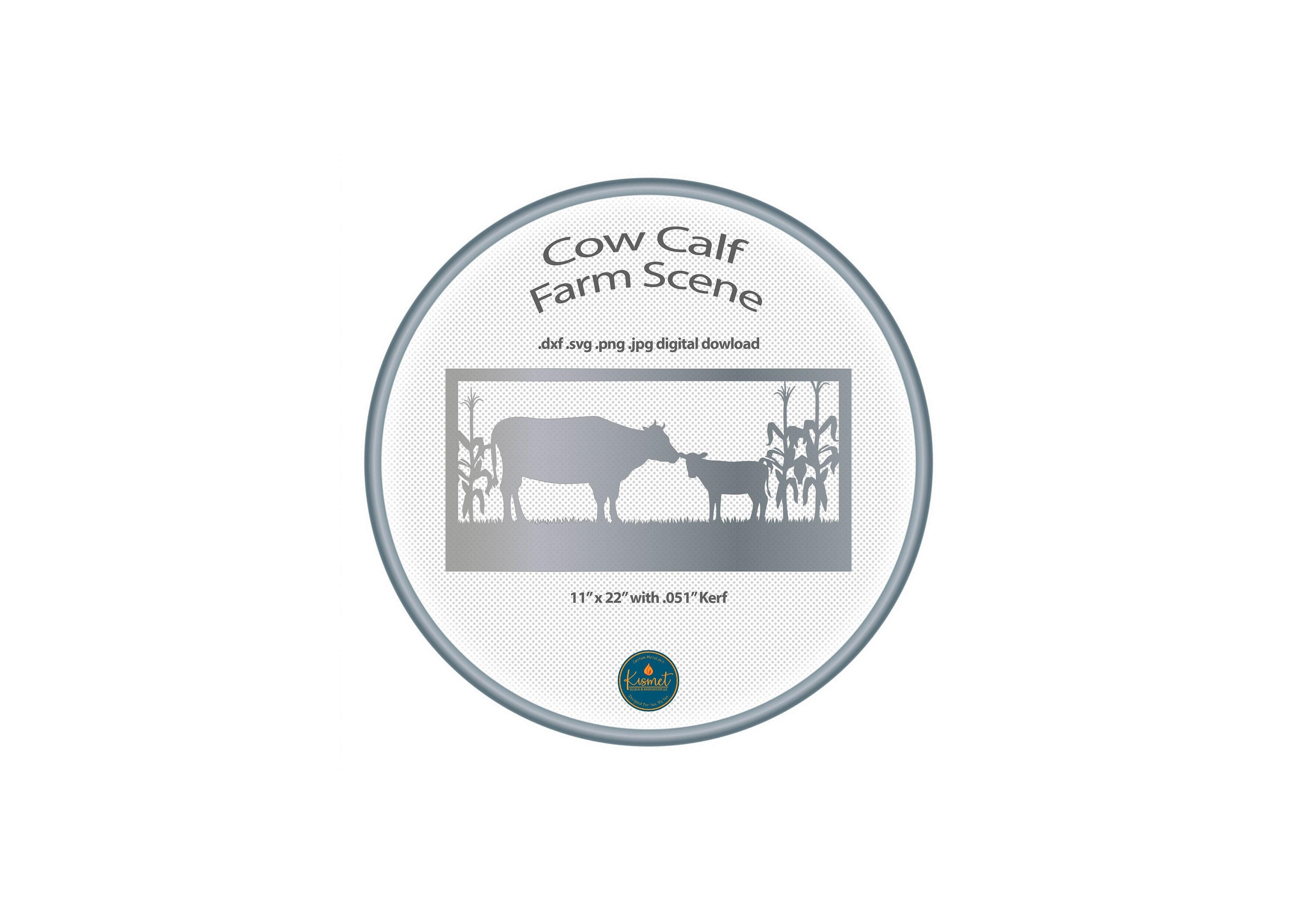 Farm Scene Dxf Files for Cnc Plasma Cutting, Cow and Calf Svg Files for ...