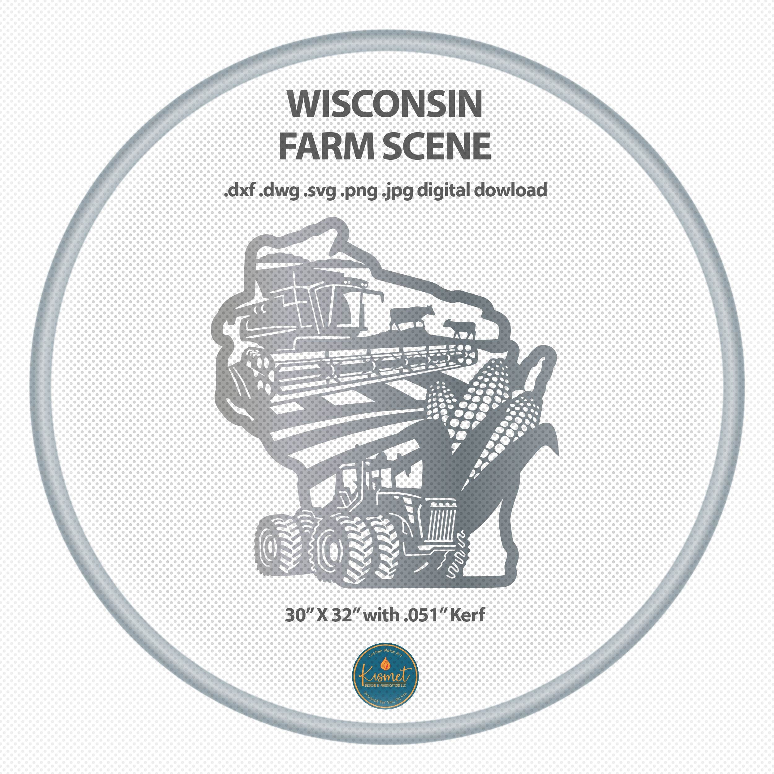 Wisconsin Sign Dxf File for Cnc Plasma, Custom Tractor Combine Svg ...