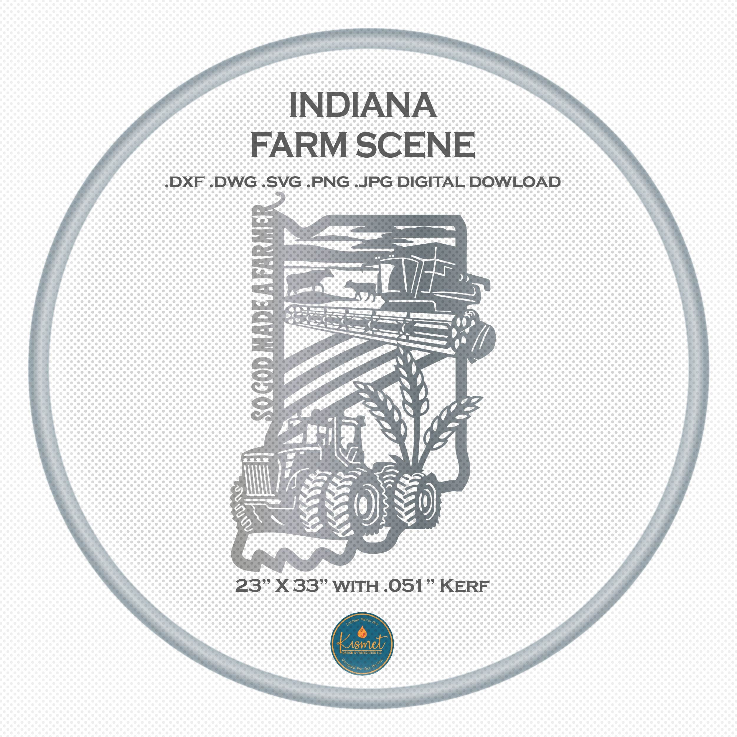 Farm Scene Dxf Files for Plasma Cut Sign, Indiana Sign Svg Files for ...