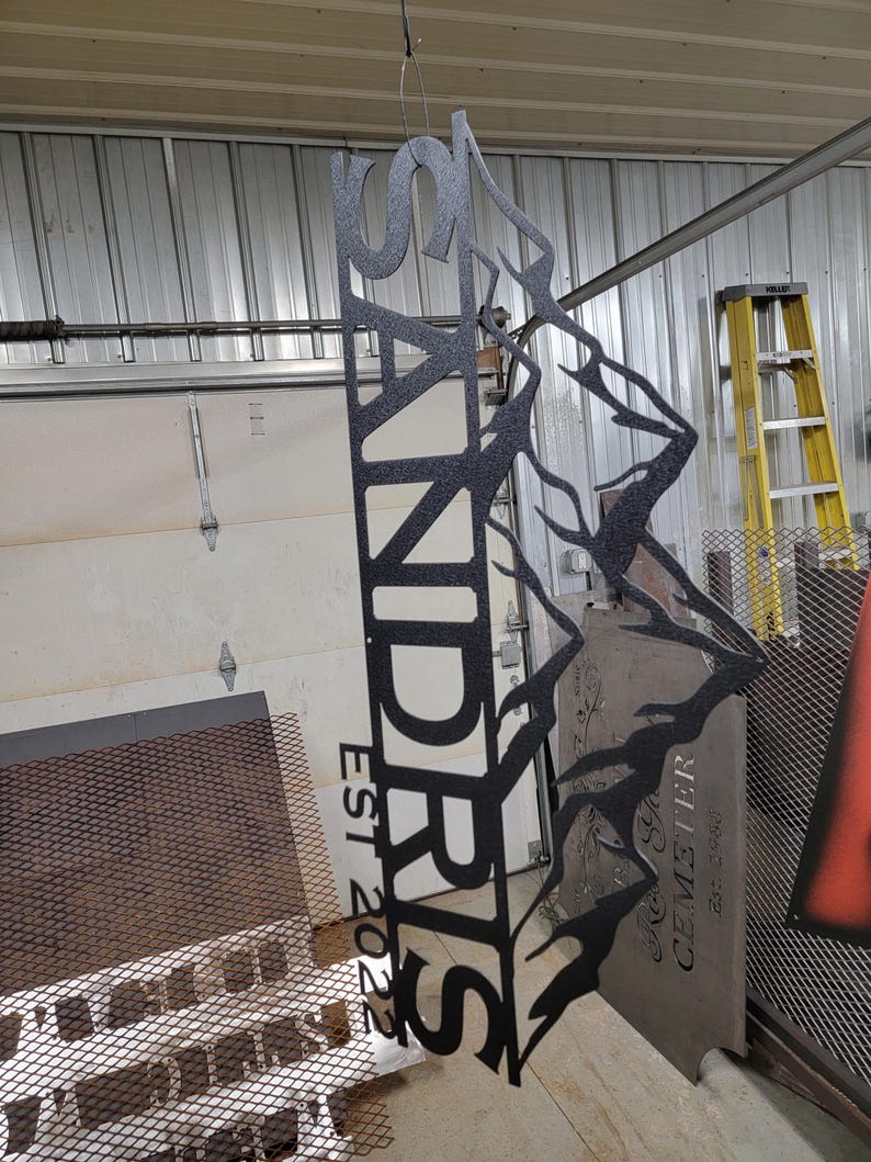 Mountain Scene Dxf File for Cnc Plasma Cutting, Custom Name Sign Svg ...