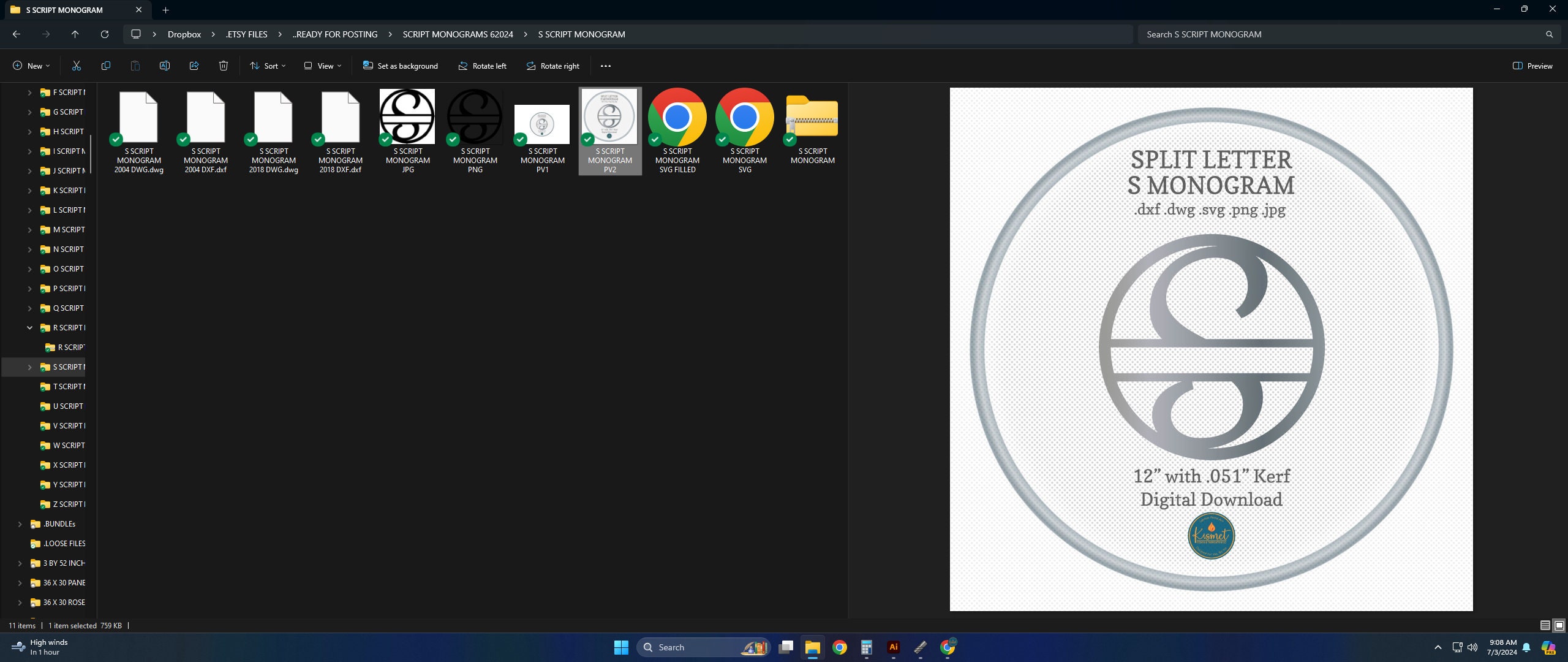 Split Letter Monogram Svg Files for Laser Cut Signs, Letter S Monogram ...
