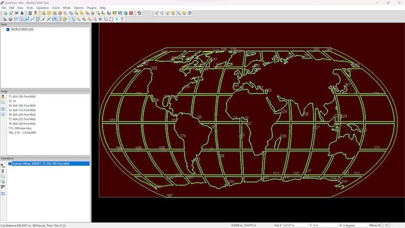 World Map Dxf Cut File for Plasma Cutting, Globe Map Laser Cut File for ...
