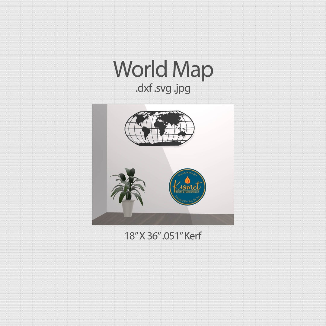 World Map DXF Globe SVG Map DXF File for Cnc Plasma - Etsy