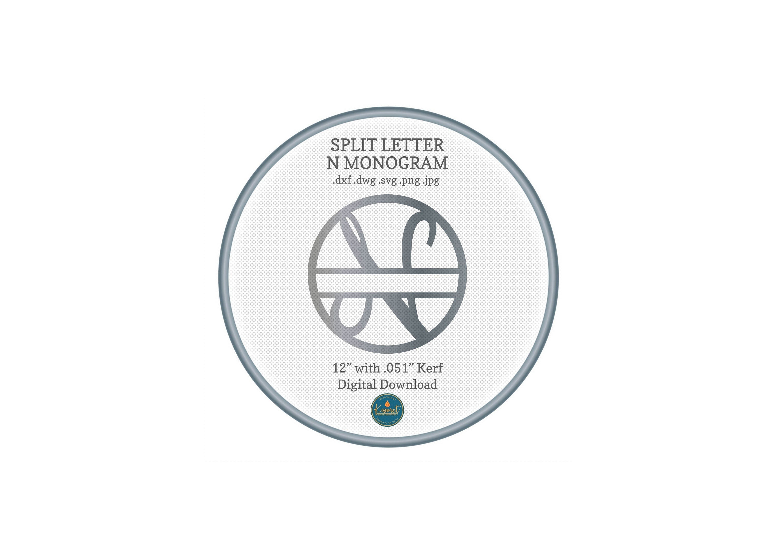 Split Letter Monogram Svg Files for Laser Cut Signs, Letter N Monogram ...