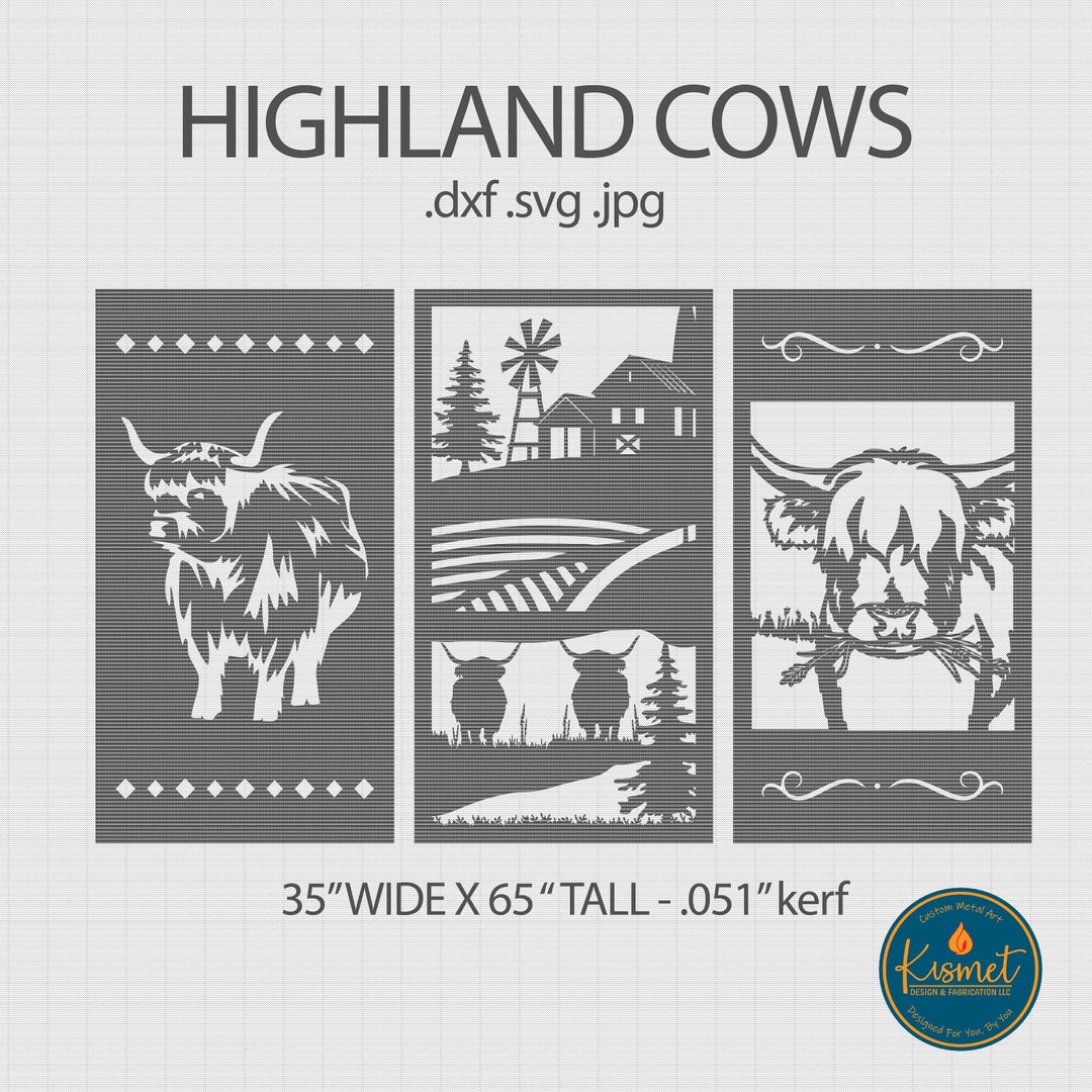 Highland Cow Dxf File for Plasma, Farm Png Laser Cut Files for Laser ...