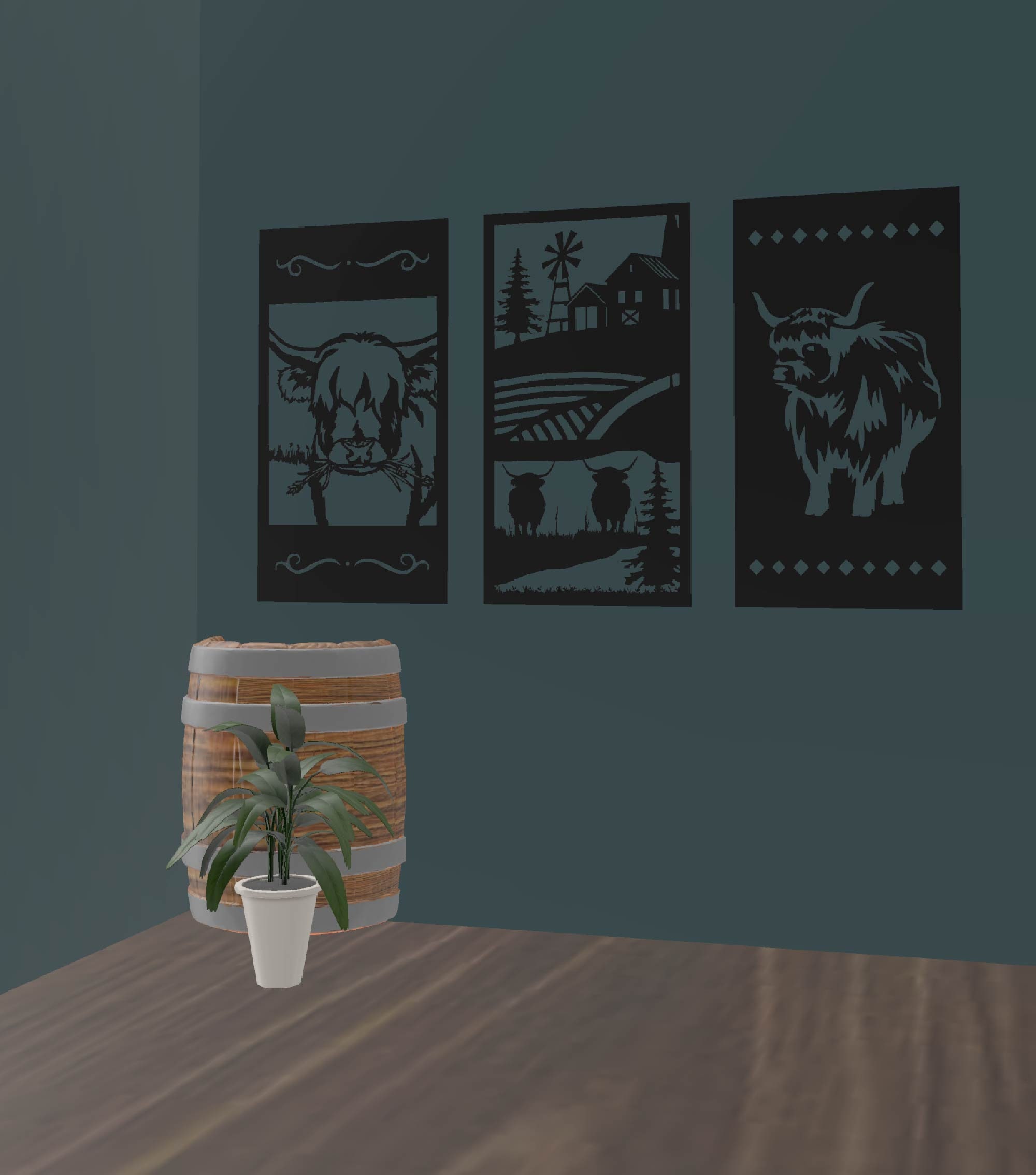 Highland Cow Dxf File for Plasma, Farm Png Laser Cut Files for Laser ...