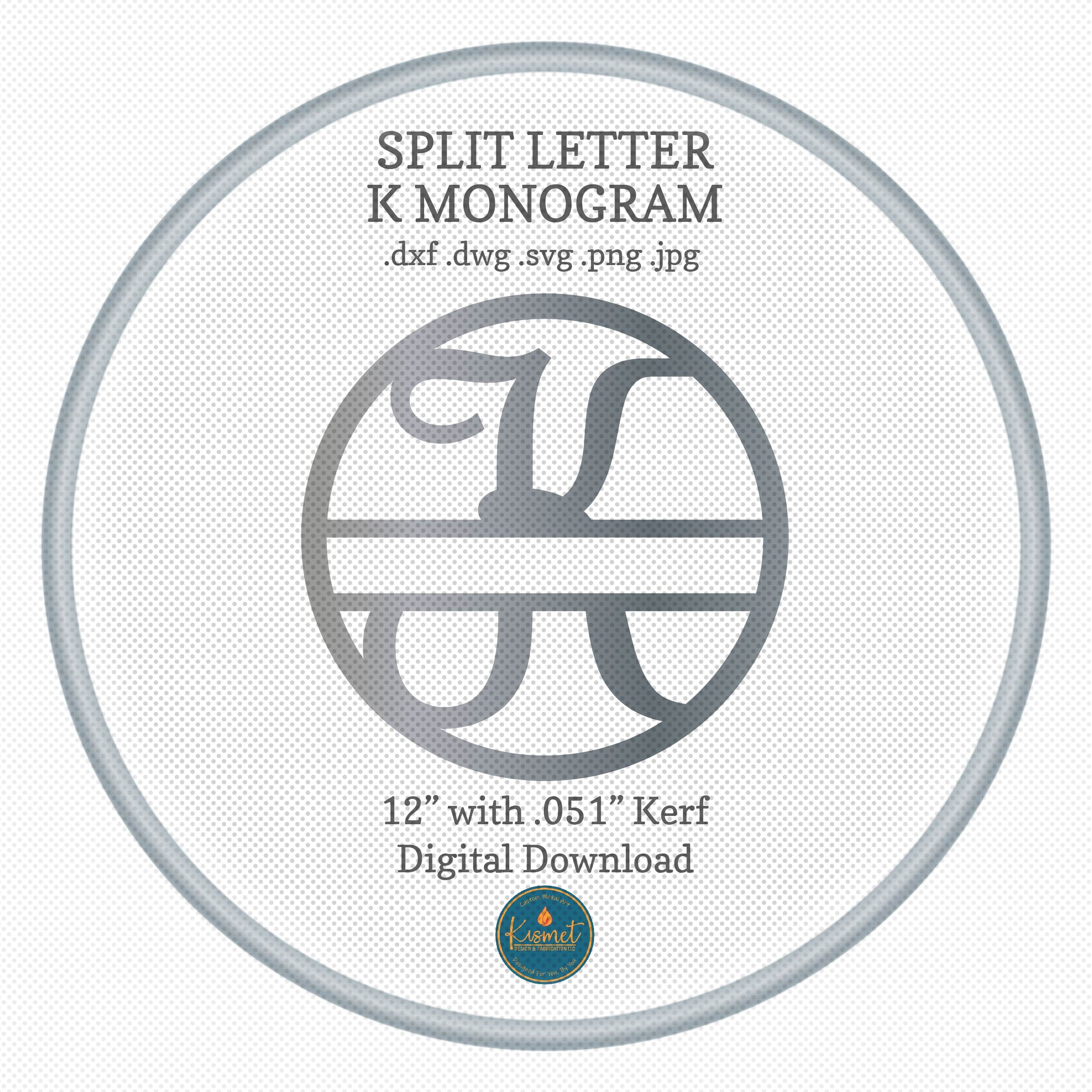 Split Letter Monogram Svg Files for Laser Cut Signs, Letter K Monogram ...