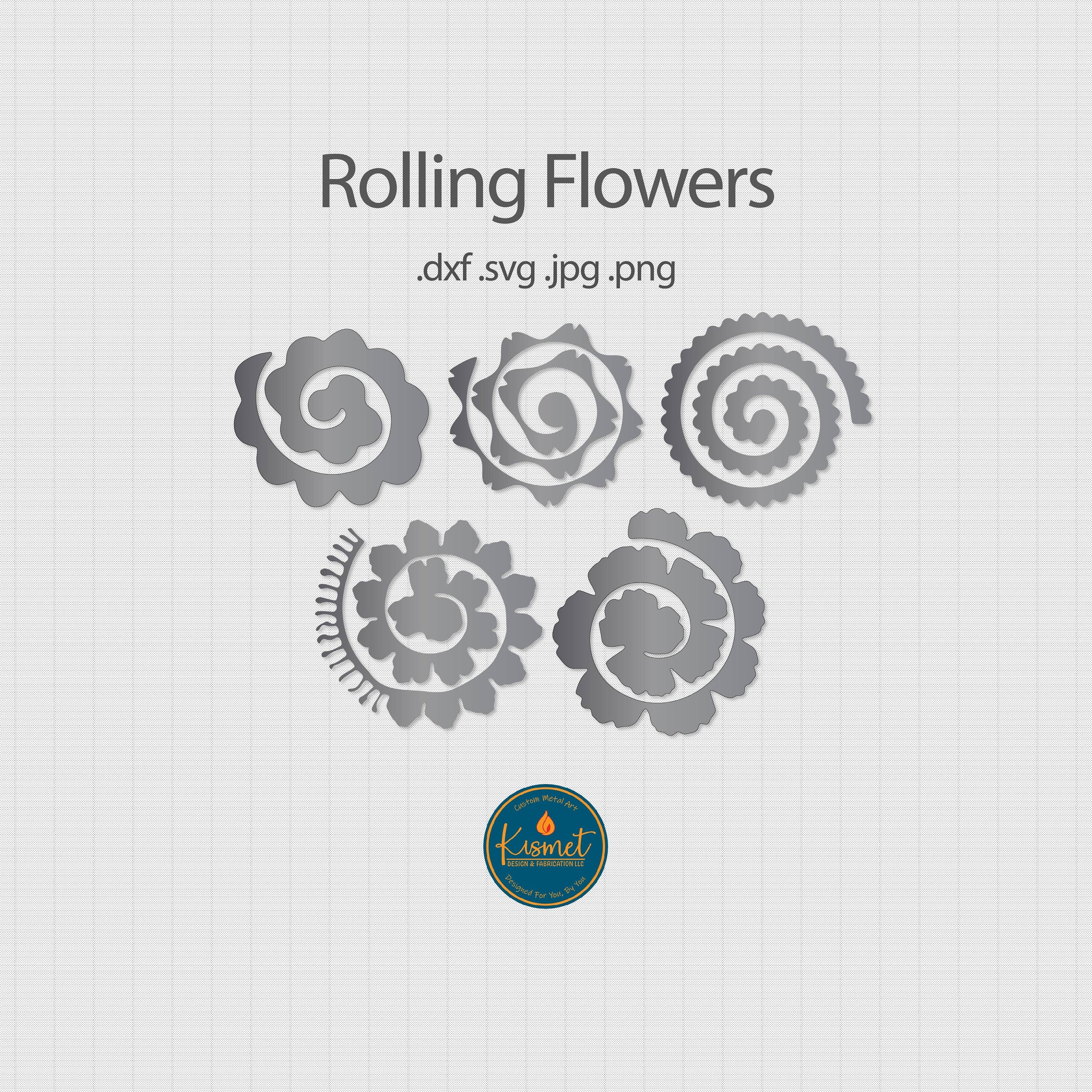 Rolled Flowers Svg, 3D Flowers Png Bundle, Metal Rose Dxf File for Cnc ...