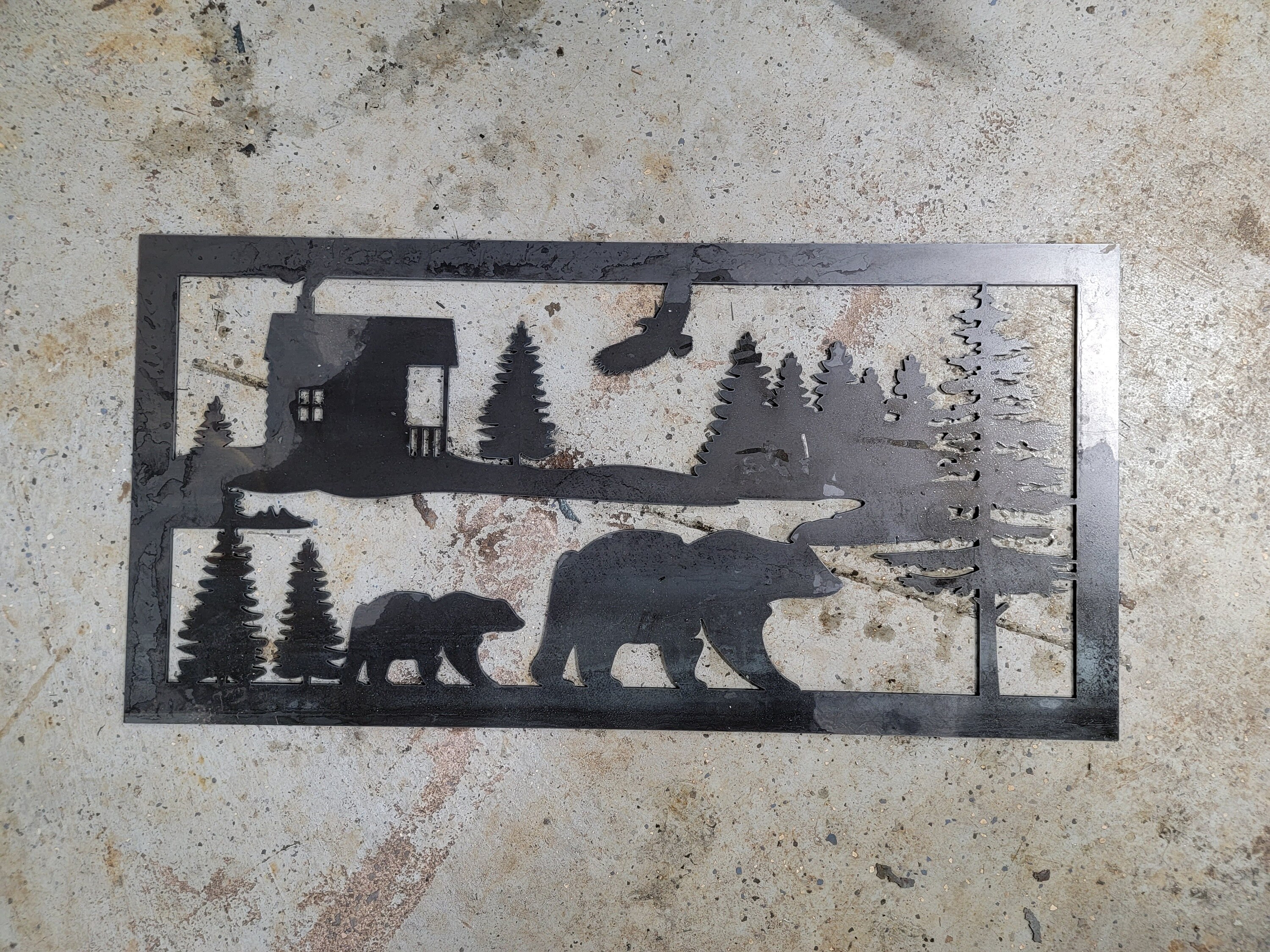 Bear Panel DXF Files: Rustic Nature Scene SVG for Cricut, Laser Cut ...