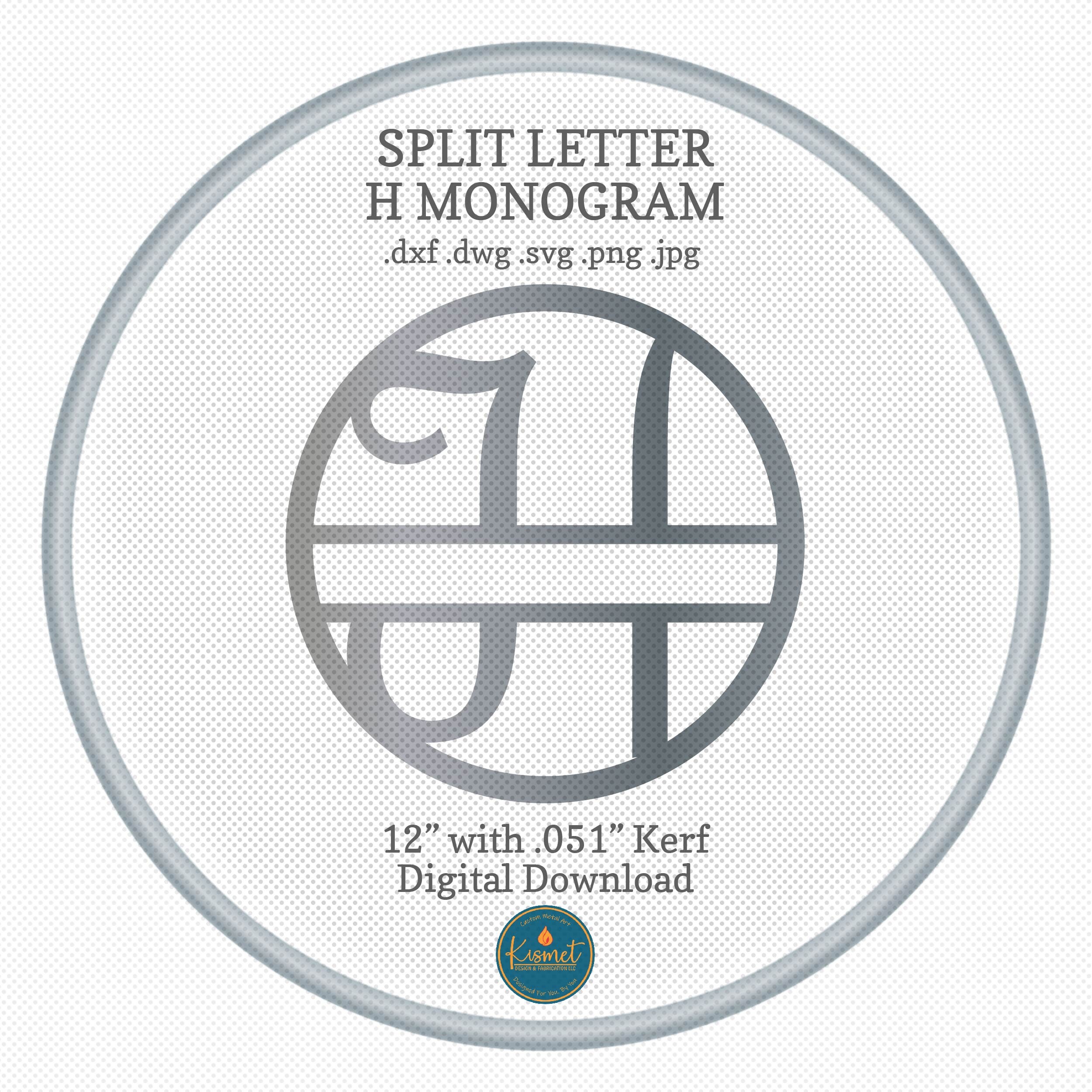 Split Letter Monogram Svg Files for Laser Cut Signs, Letter H Monogram ...