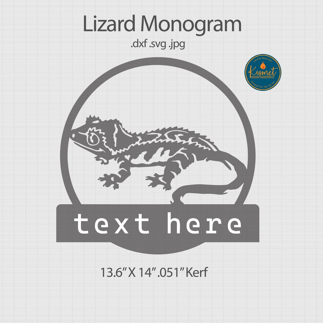 Monogram Lizard Dxf File for Cnc Plasma, Reptile, SVG Files, Kismet Cut ...
