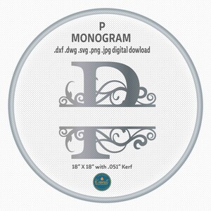 Split Letter Monogram Dxf File for Plasma Cutting, Letter P Monogram ...