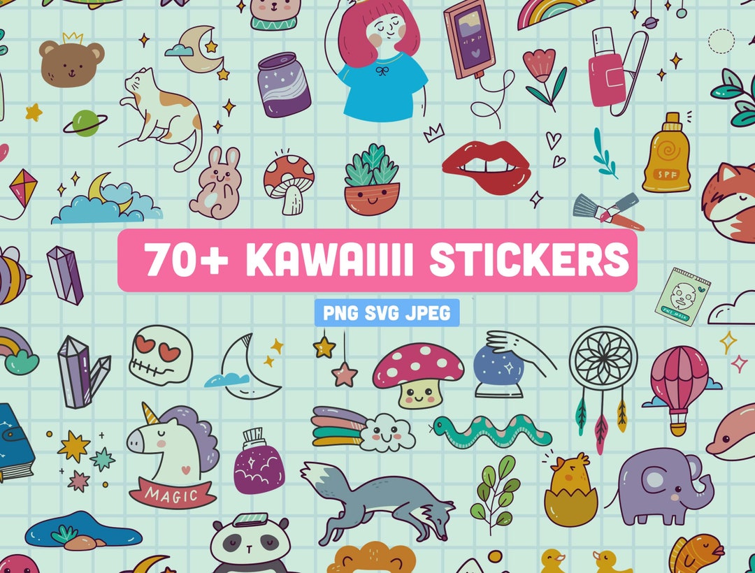 Cute Digital Stickers | Kawaii Stickers | Multi-purpose Stickers ...