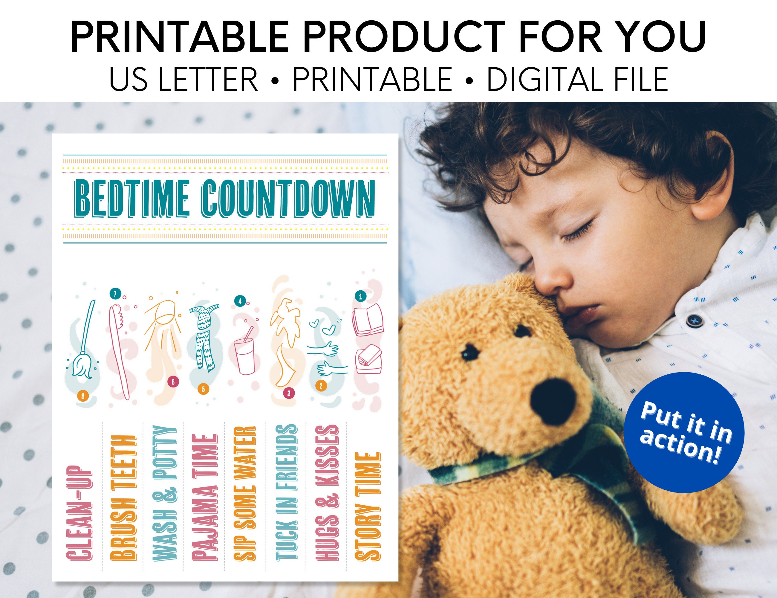 Printable Bedtime Routine Chart - Etsy