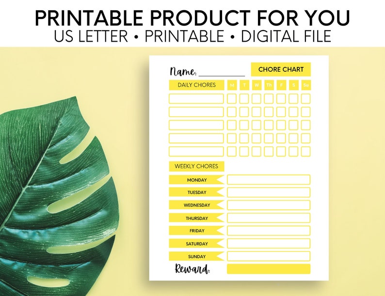 Printable Daily & Weekly Chore Checklist for Rewards - Etsy