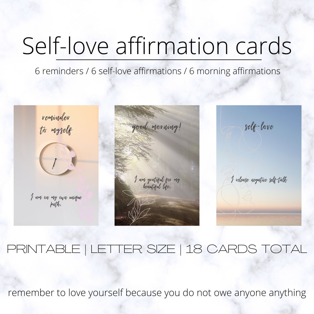 SELF-LOVE Affirmation PRINTABLE Cards, Positive Morning Affirmations ...
