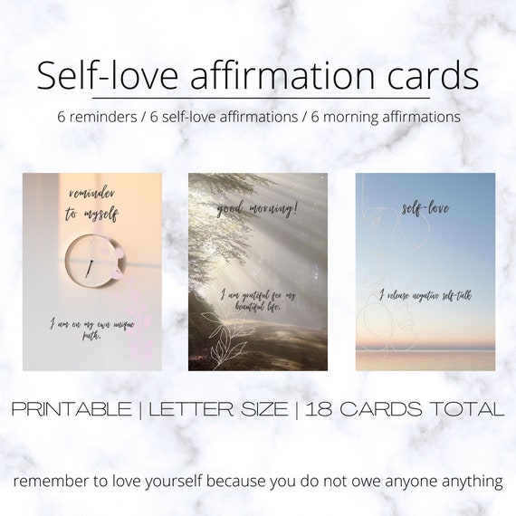 SELF-LOVE Affirmation PRINTABLE Cards Positive Morning - Etsy