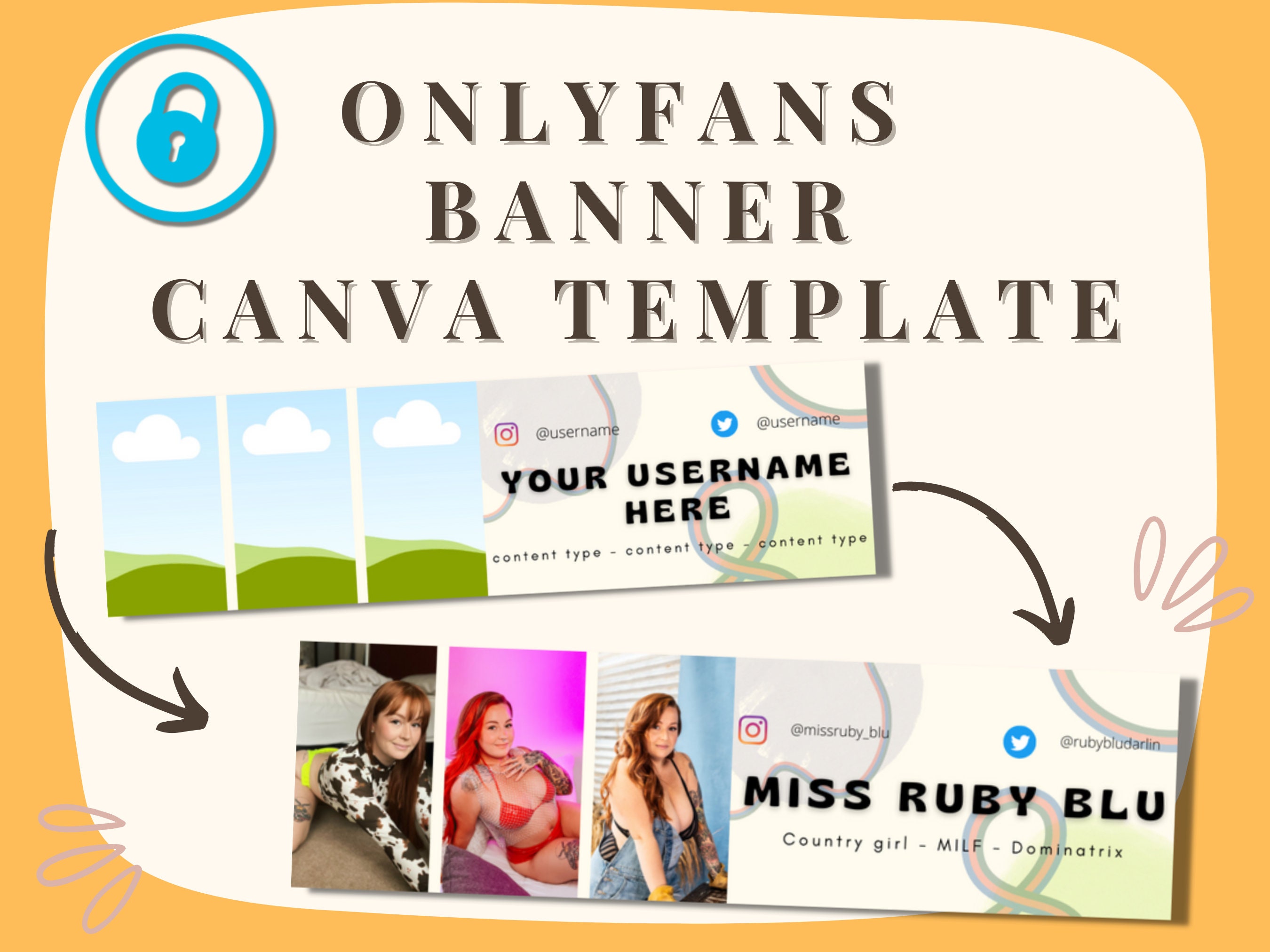 Onlyfans Banner Template Digital Canva Template Custom Etsy